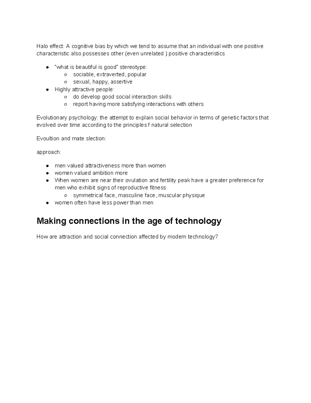 Attraction notes - Halo effect: A cognitive bias by which we tend to ...