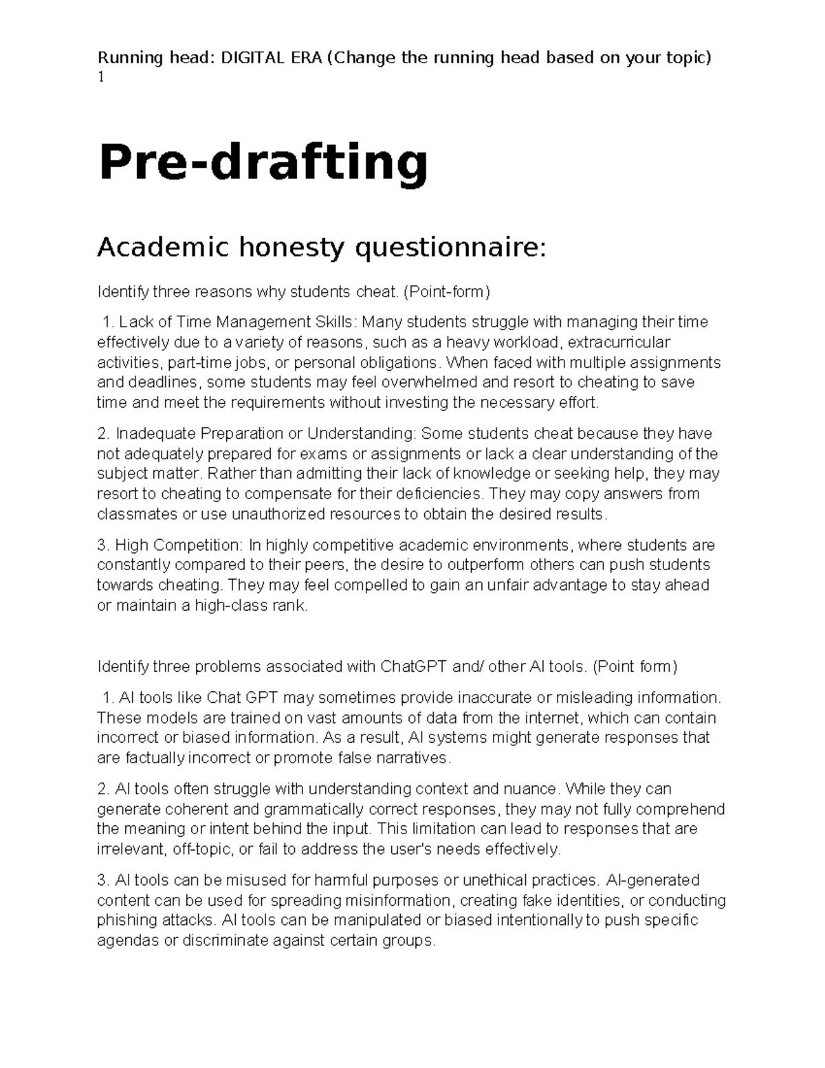 Project 1 Draft template (1) yuni - Running head: DIGITAL ERA (Change ...