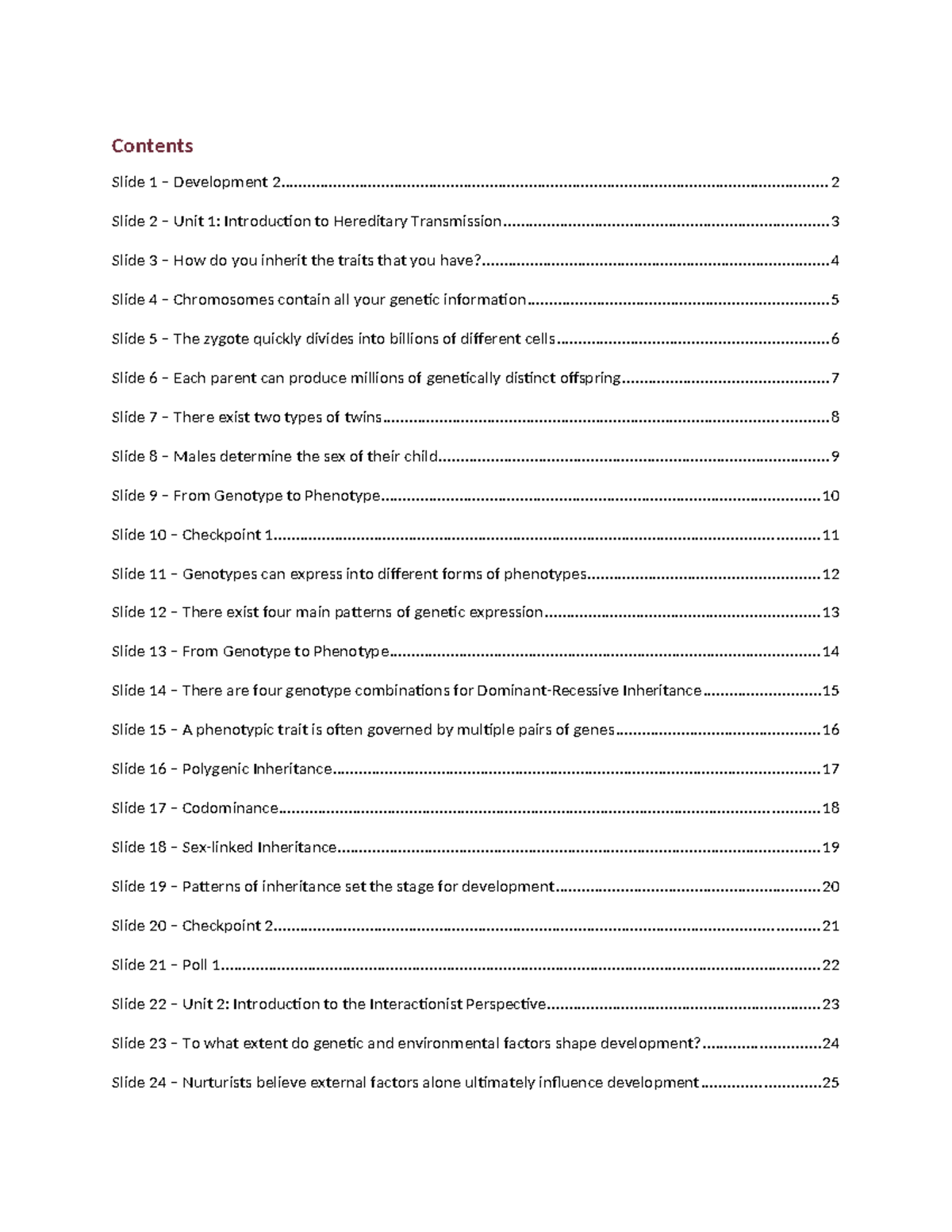 02-Development 2-transcript - Contents Slide 1 – Development - Studocu