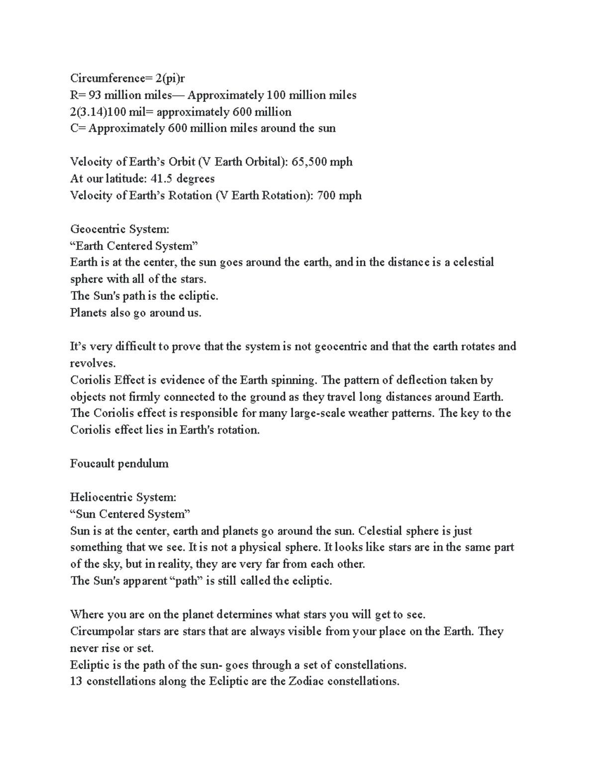 Astronomy - Circumference= 2(pi)r R= 93 million miles— Approximately ...