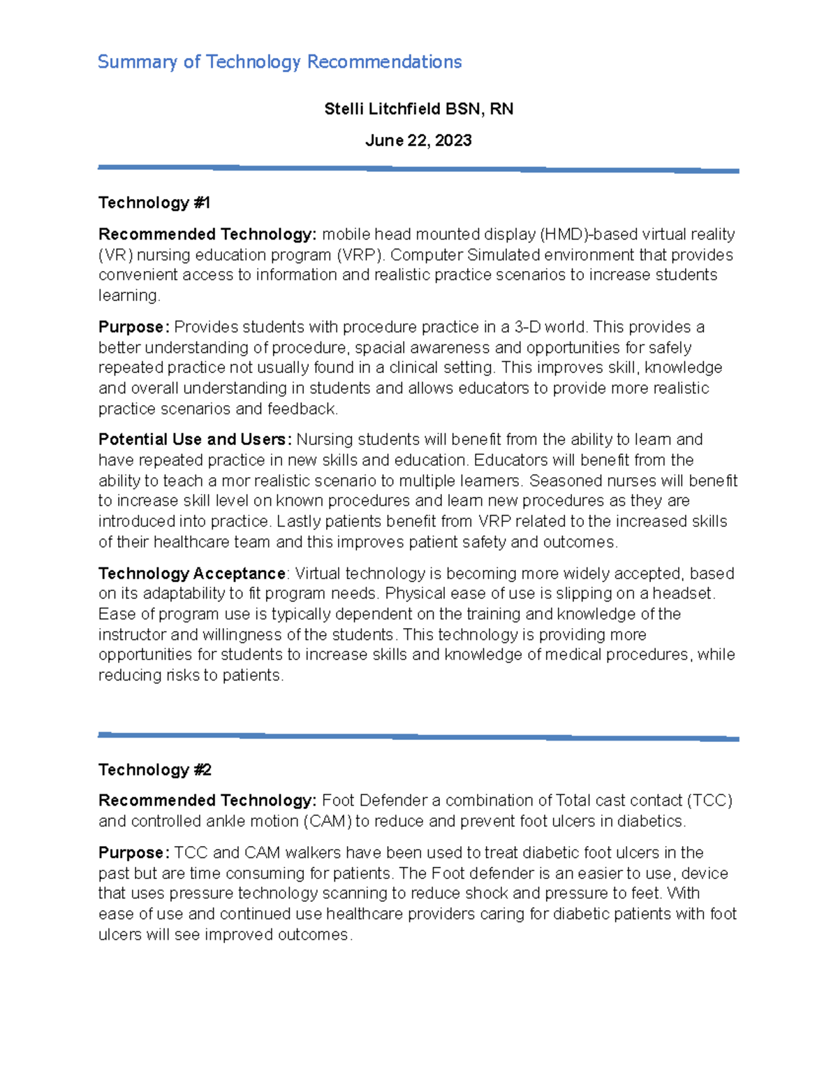 Technology Summary - all coursework I upload has received a passing ...