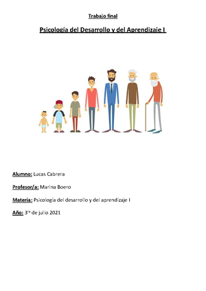 Trabajo final psicooooo - Trabajo final: Psicología del desarrollo y el aprendizaje I Profesora ...