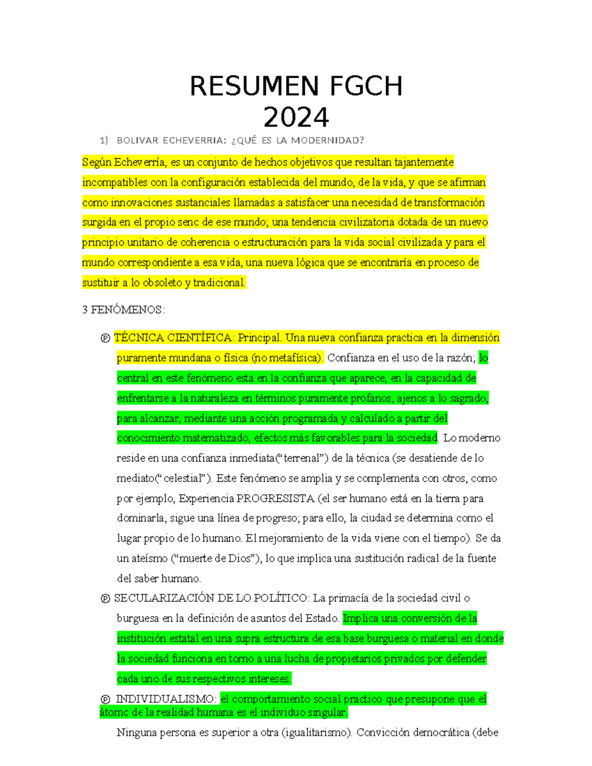 Resumen FGCH - RESUMEN FGCH 2024 1) BOLIVAR ECHEVERRIA: ¿QUÉ ES LA ...