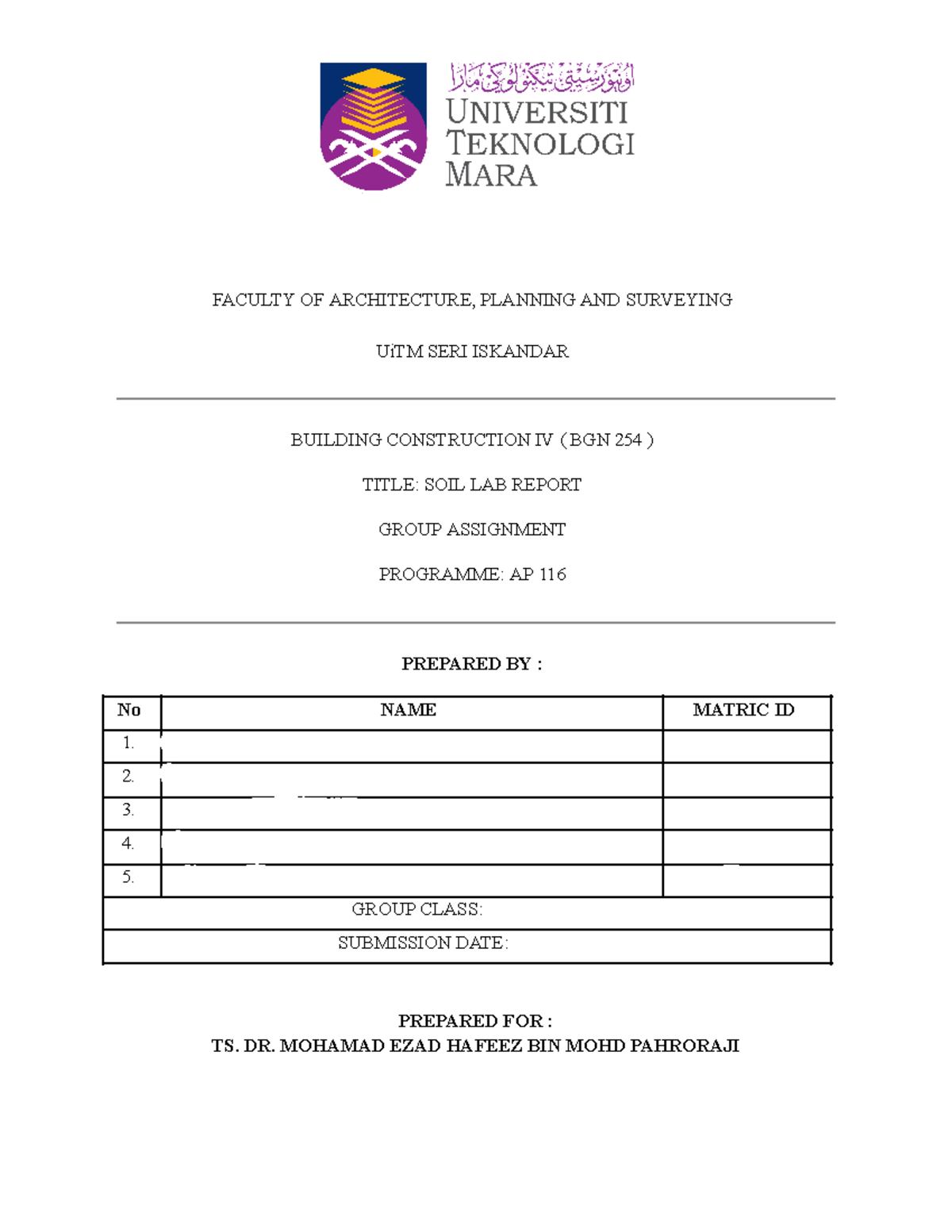 Assignment Tanah - FACULTY OF ARCHITECTURE, PLANNING AND SURVEYING UiTM ...