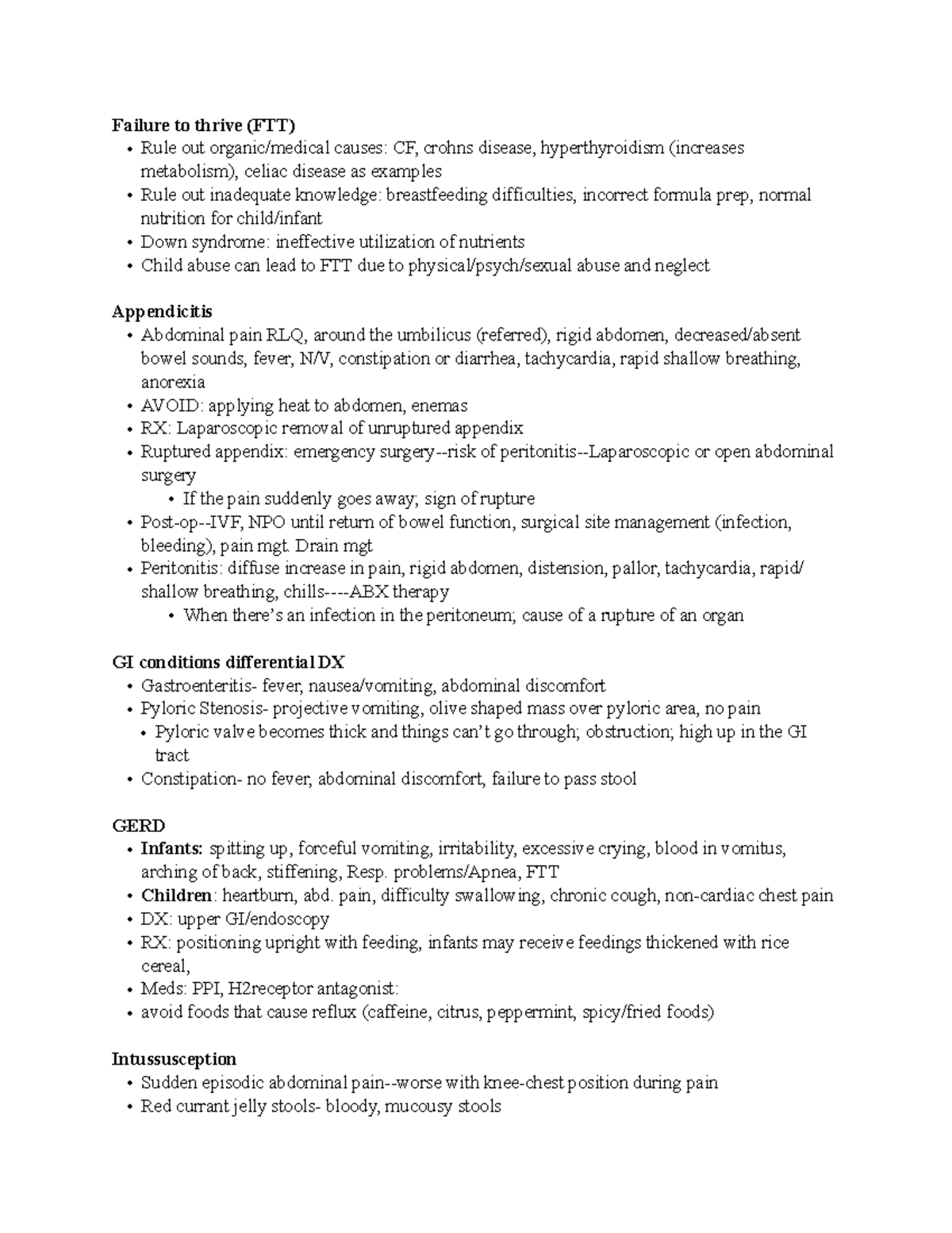 Menti week 4 - prof grippi - Failure to thrive (FTT) - Rule out organic ...