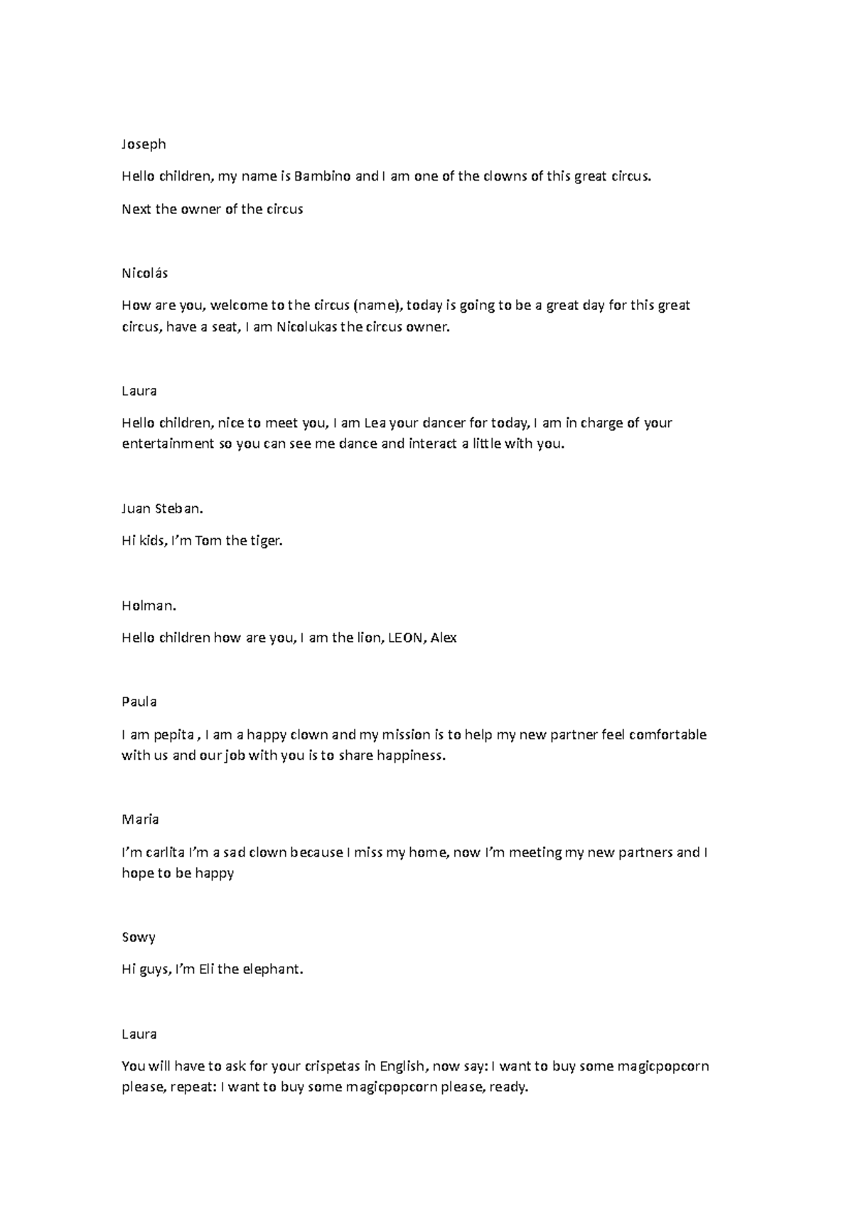 Documento - Okey - Joseph Hello children, my name is Bambino and I am ...