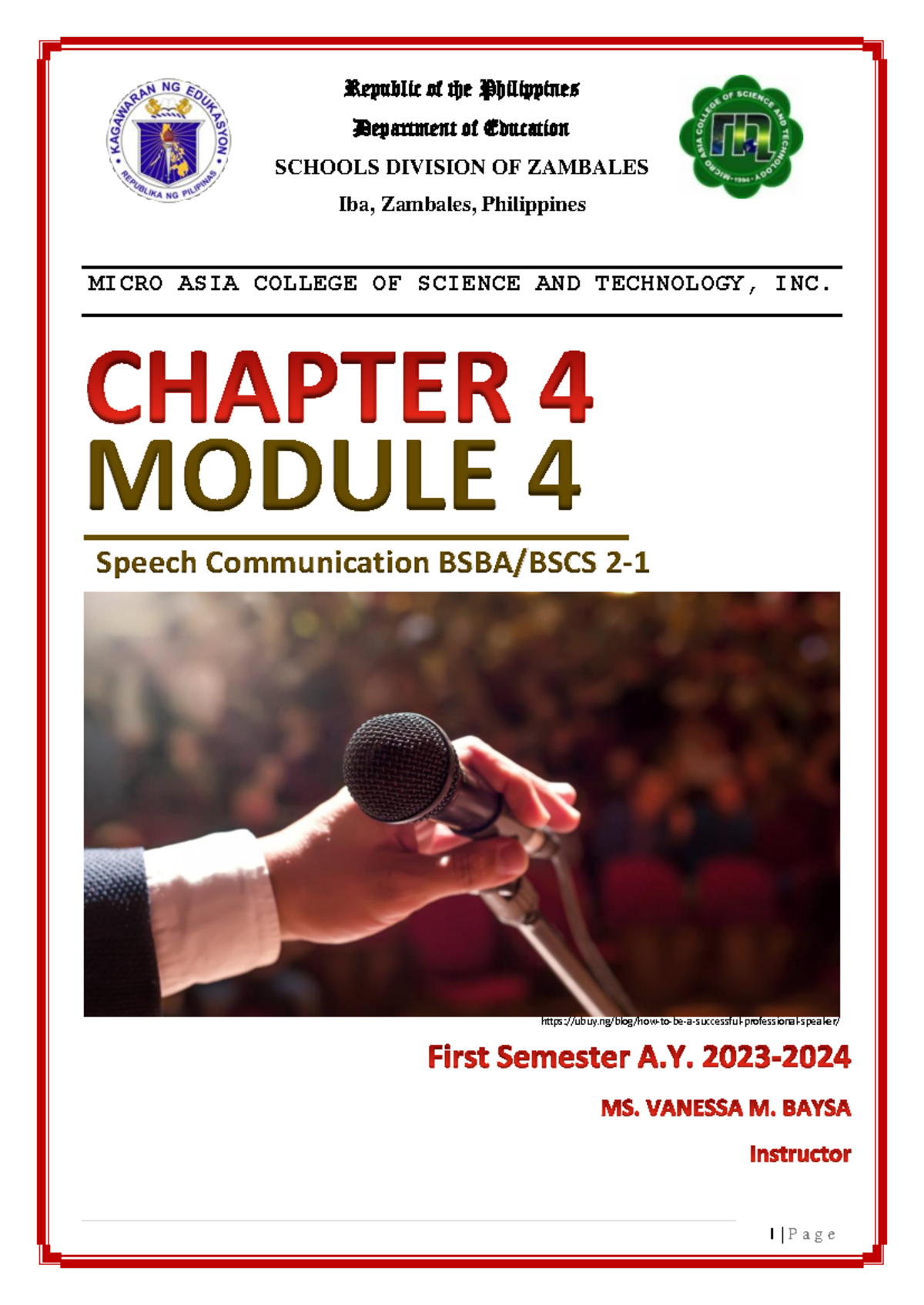 Speech Comm-Chapter 4 - Republic of the Philippines Department of ...