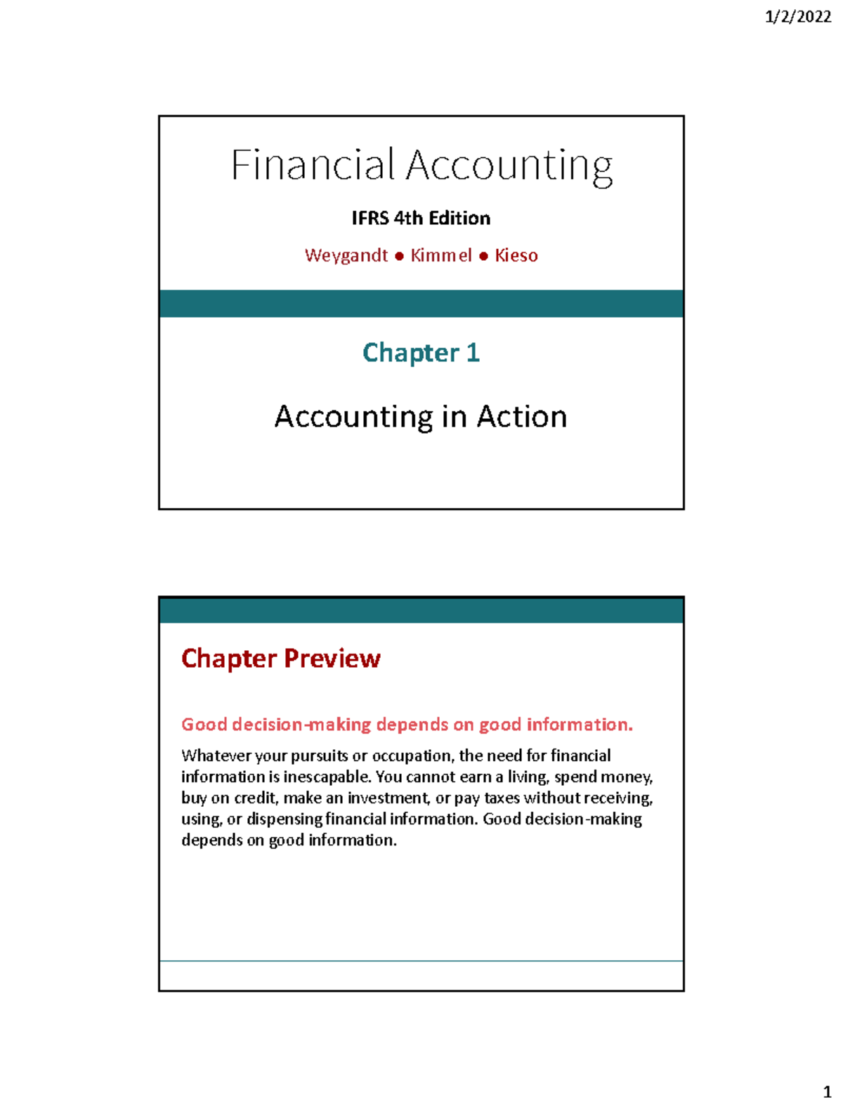C1-NLKT - NLKT - Financial Accounting IFRS 4th Edition Chapter 1 Accounting in Action Weygandt ...