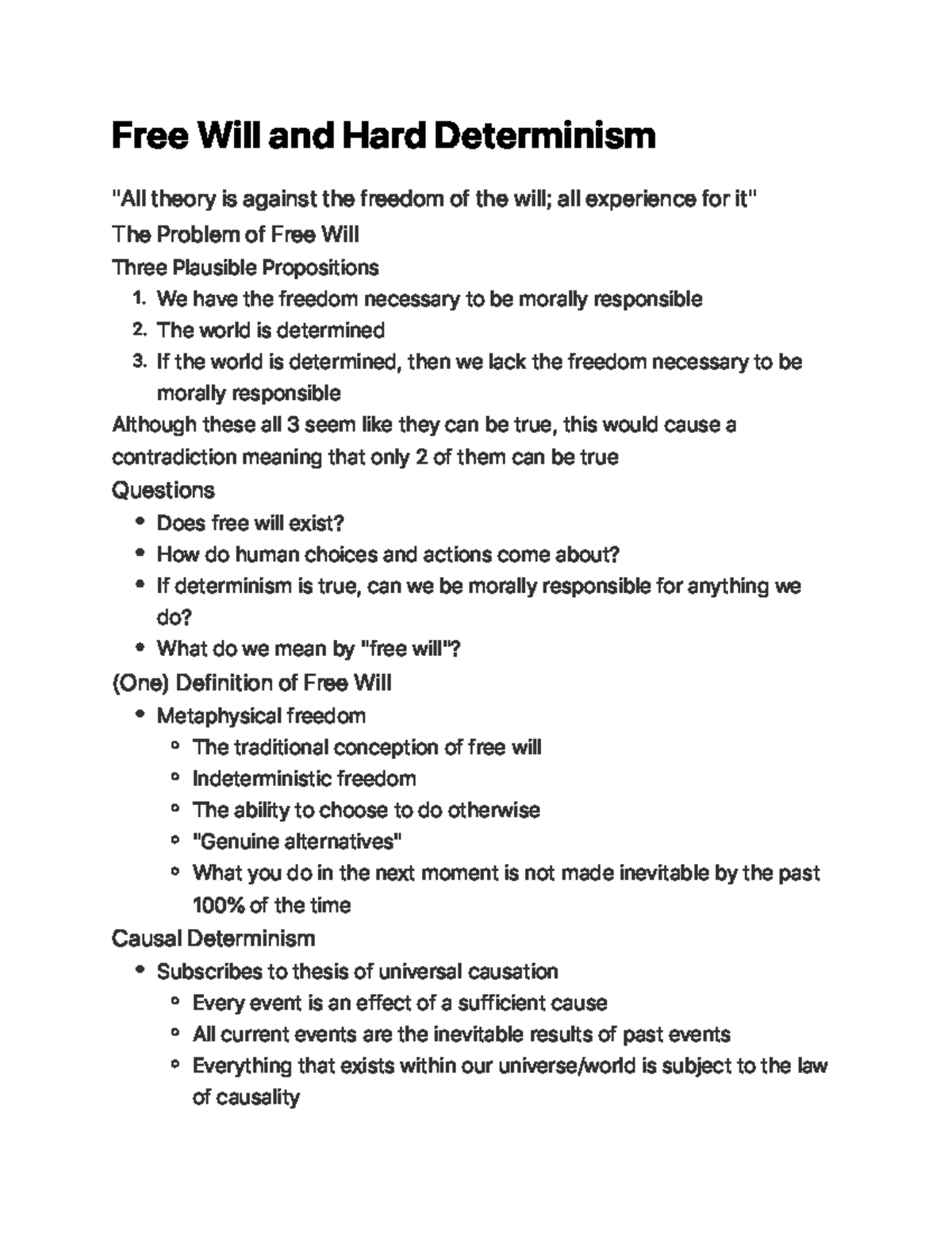 Free Will and Hard Determinism - F re e W i l l a n d Ha rd D e te r m ...