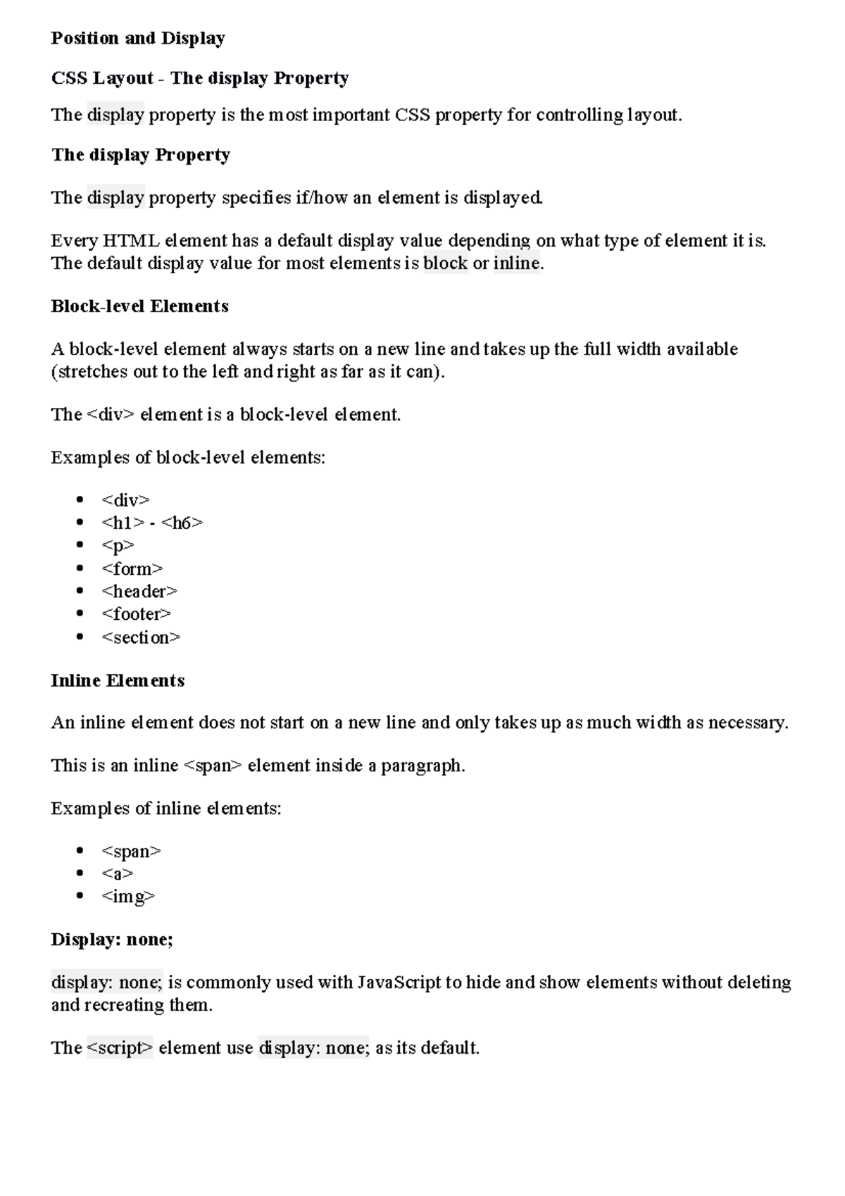343 Css Position And Display Position And Display Css Layout The Display Property The