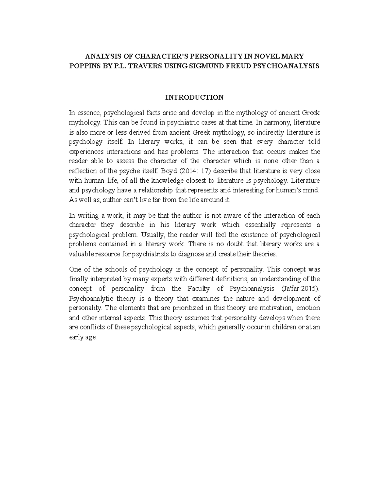 Analysis OF Character’S Personality IN Novel MARY Poppins (sastra ...