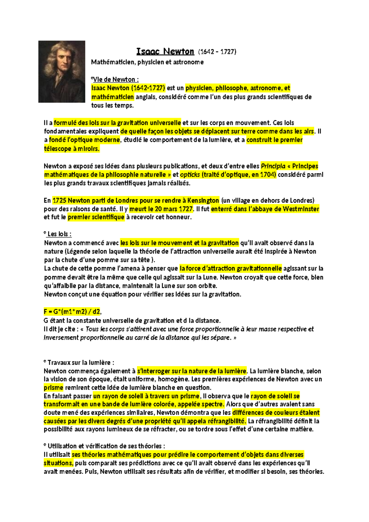Exposé Isaac newton - Isaac Newton (1642 – 1727) Mathématicien ...