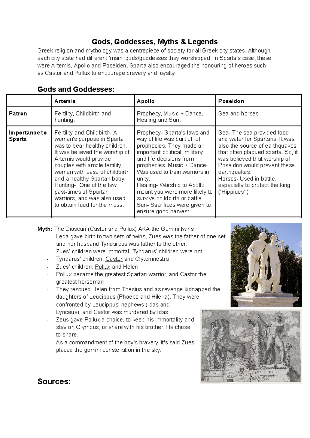 Gods, Goddesses, Myths & Legends - Sparta - Gods, Goddesses, Myths ...