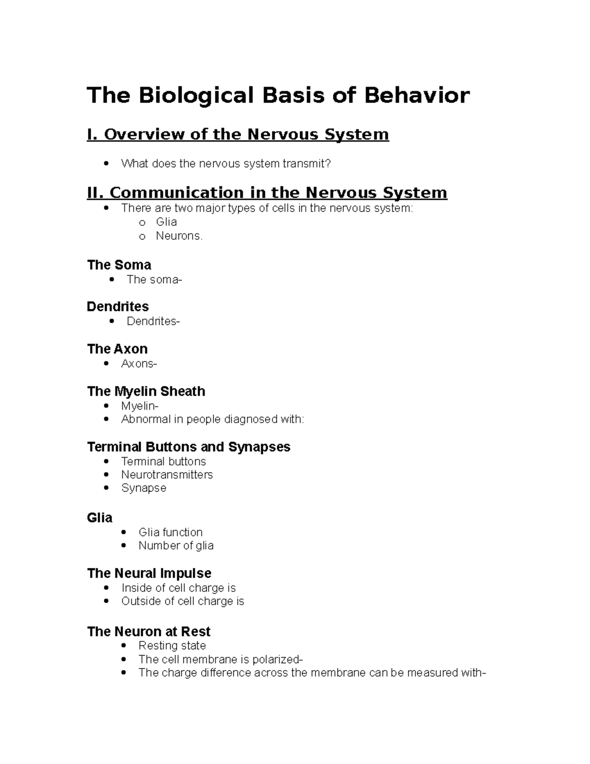 PSYC1101 Biological Basis of Behavior - The Biological Basis of ...
