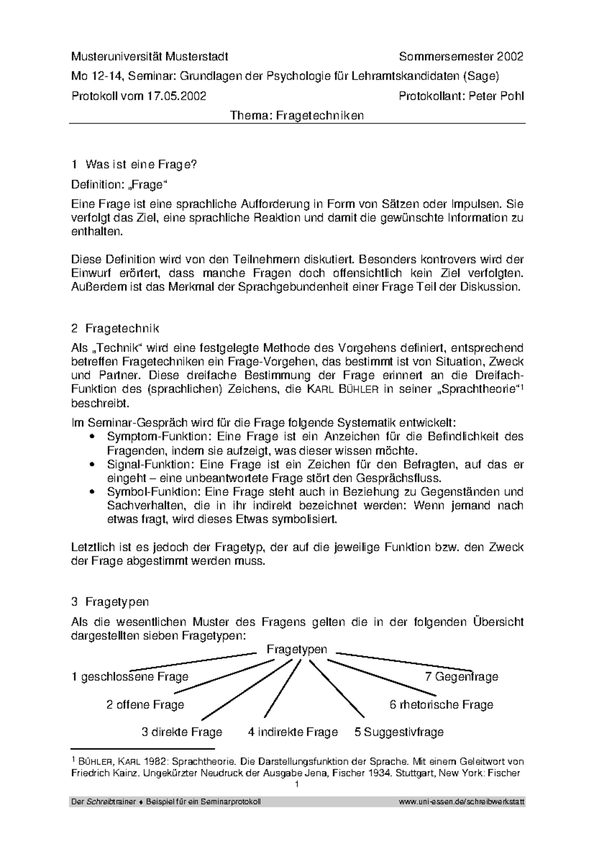 Beispiel Seminar-Protokoll 1 - Der Schreib trainer ♦ Beispiel für ein ...