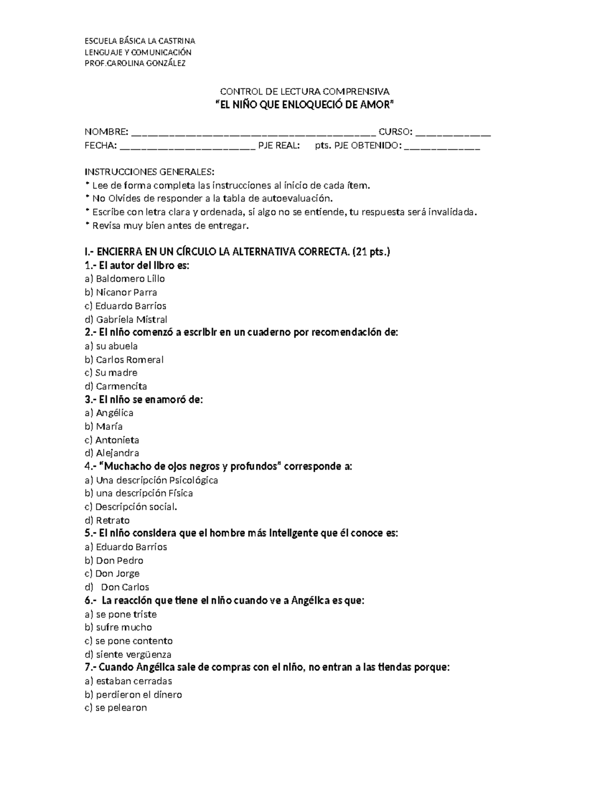 274338278 Prueba El nino que enloquecio de amor - LENGUAJE Y ...