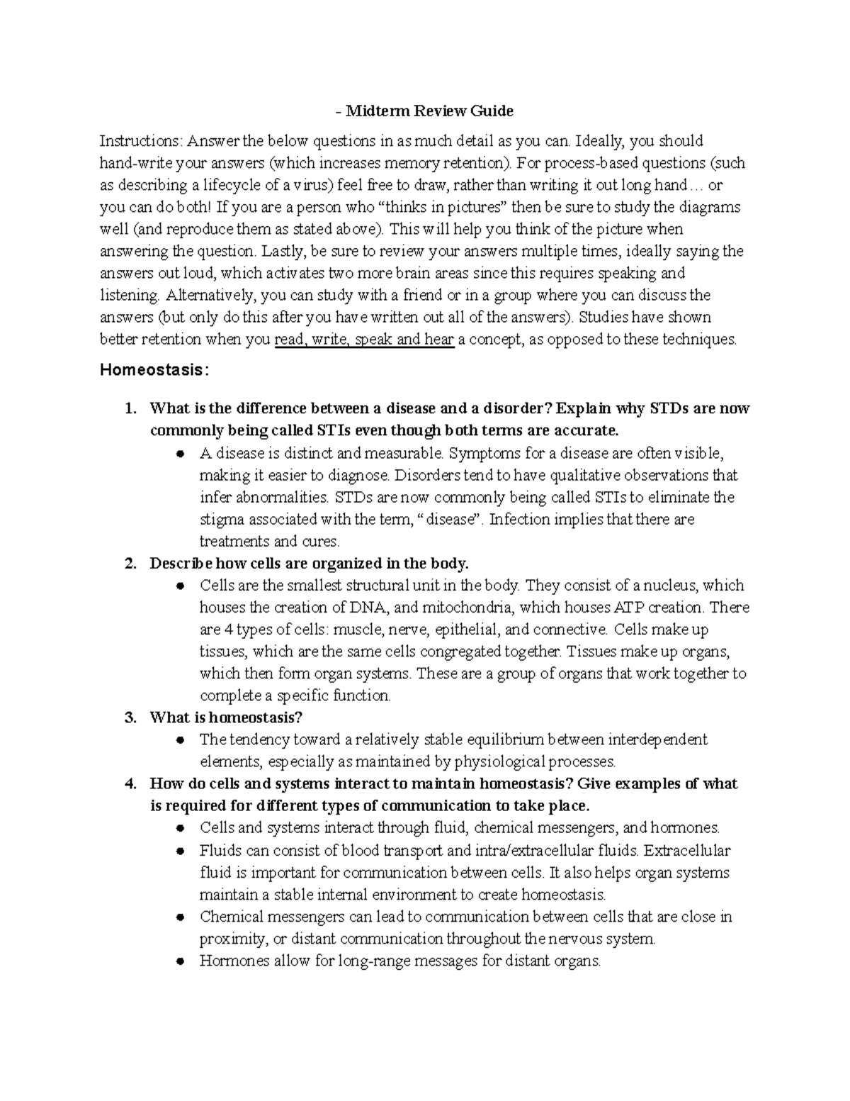 Midterm Review Guide - Midterm Review Guide Instructions: Answer the ...