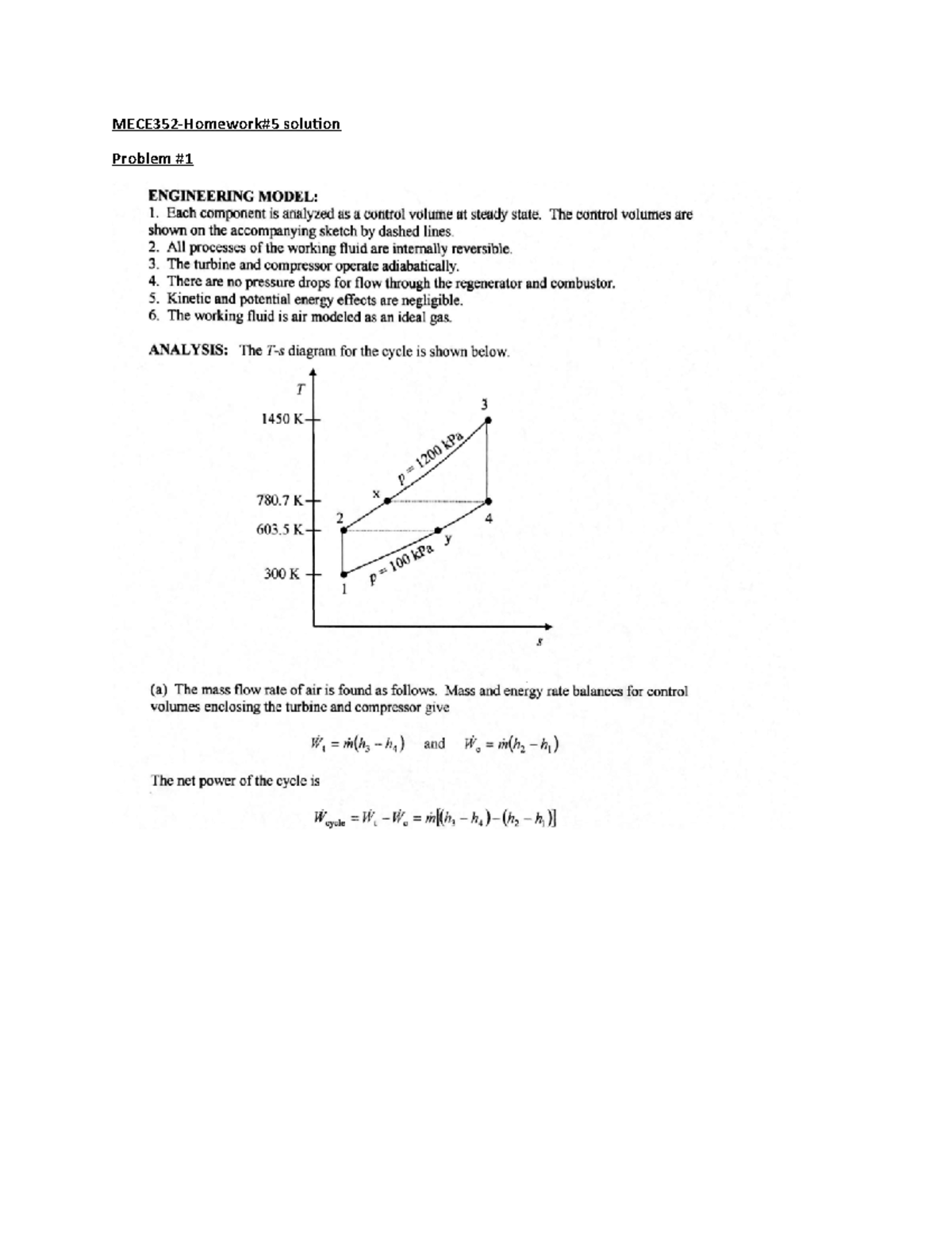 MECE352-Homework#5 solution - solution Problem ENGINEERING MODEL: 1 ...