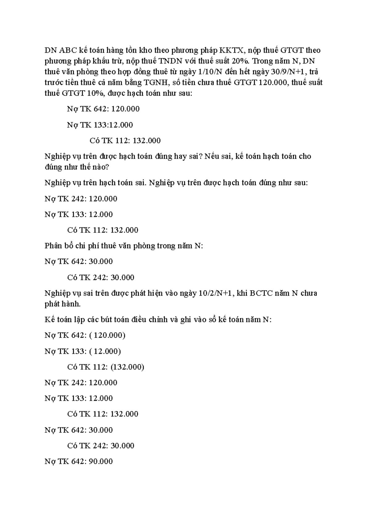 DN ABC kế toán hàng tồn kho theo phương pháp KKTX - DN ABC kế toán hàng tồn kho theo phương pháp ...