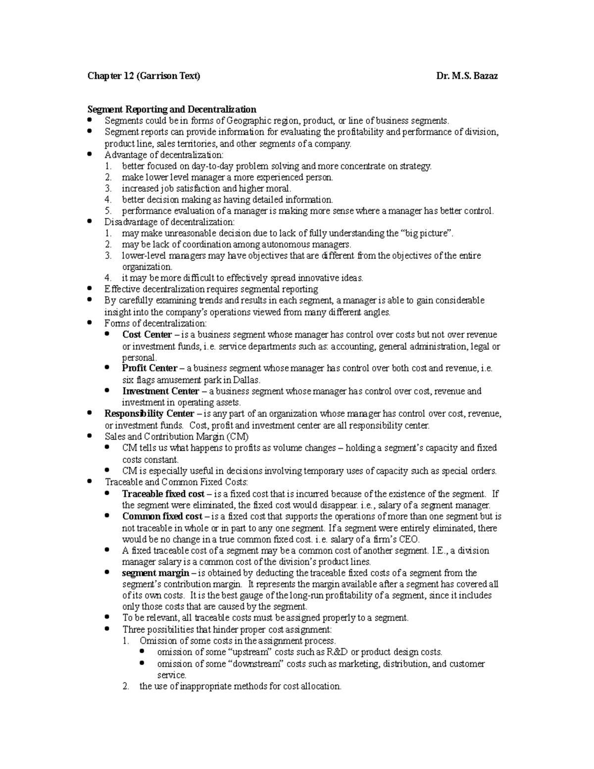 Chapter 12 - management and advisory services - Chapter 12 (Garrison ...