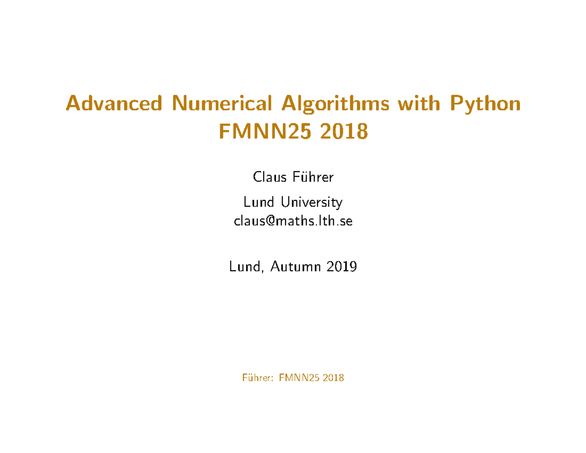 Lecture 1 - Slides från föreläsning 1 - Advanced Numerical Algorithms ...