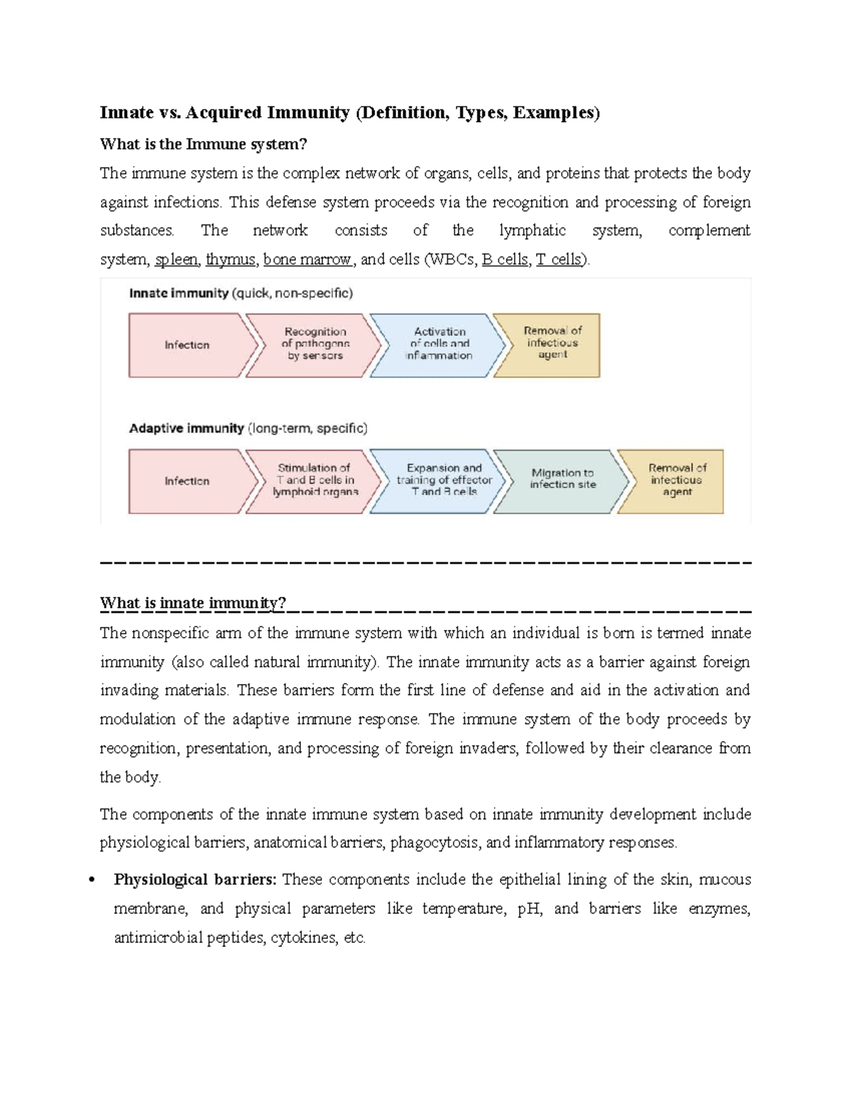 Innate vs Adaptive - Notes on basics of Immunology - Innate vs ...