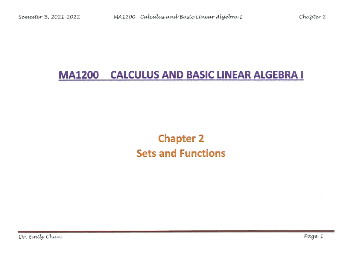 Chapter 2 - lecture note of chaper 2 - Multi-v Calcu & Linear Algebra ...