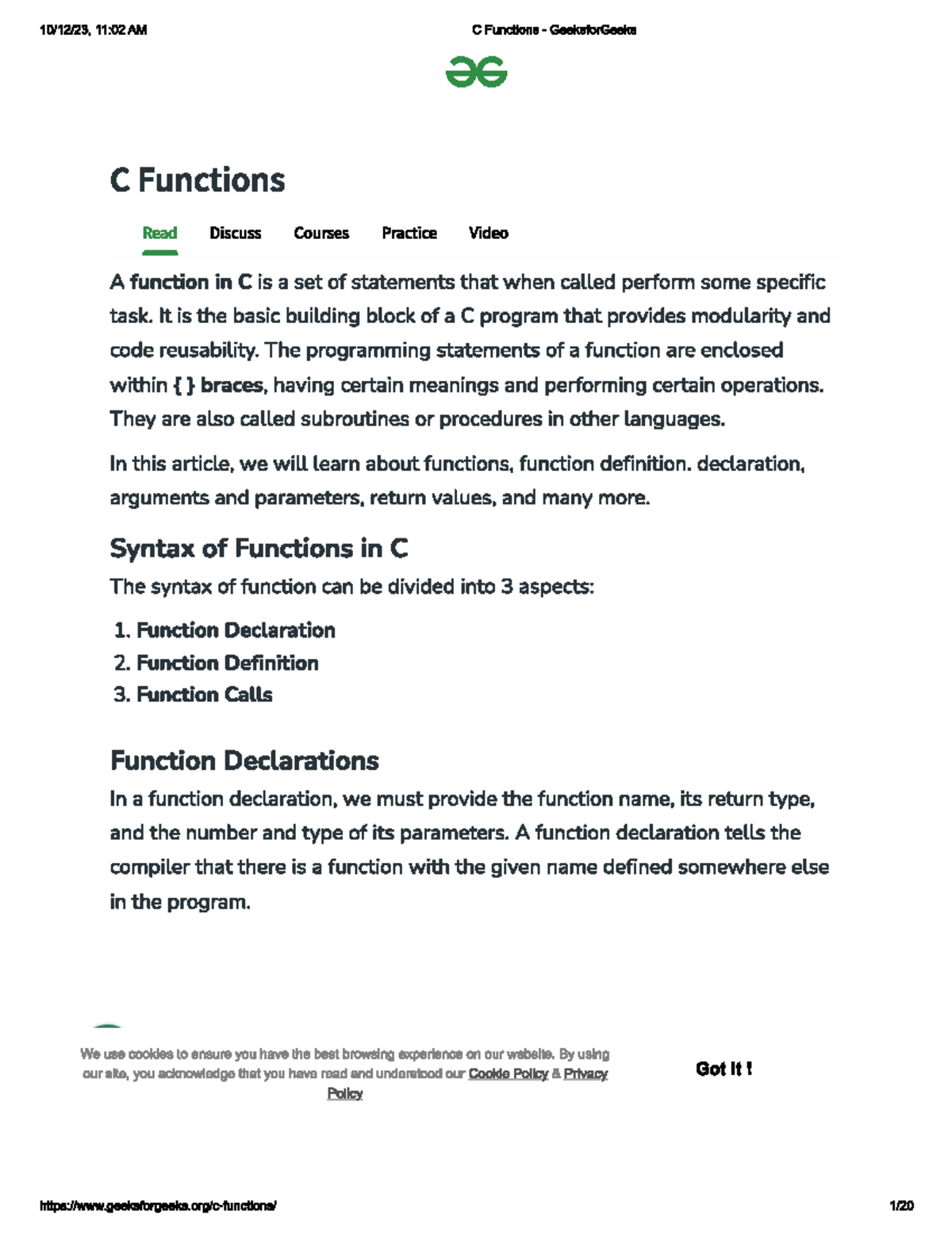C Funtions - computer science - Studocu