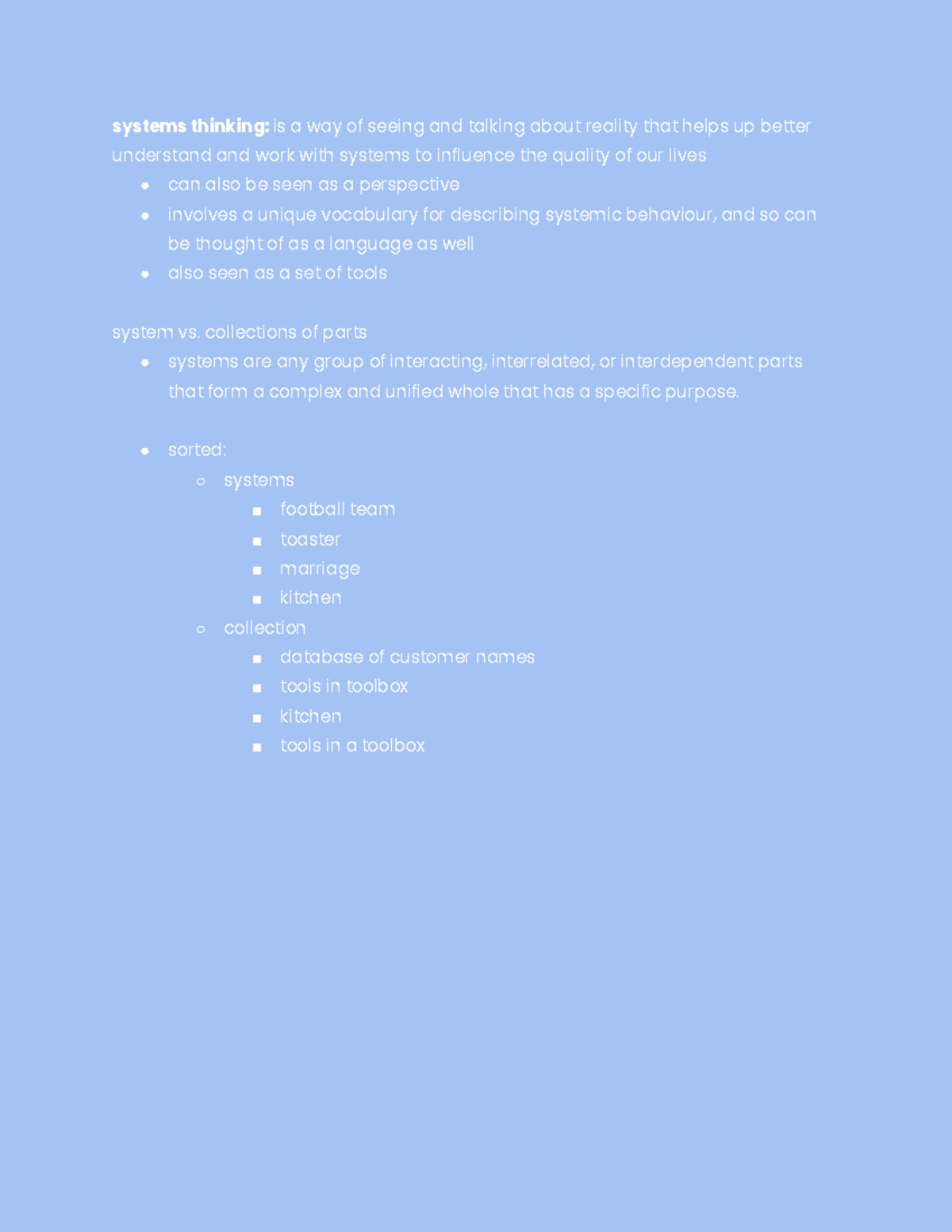 notes for task 1 - systems thinking: is a way of seeing and talking ...