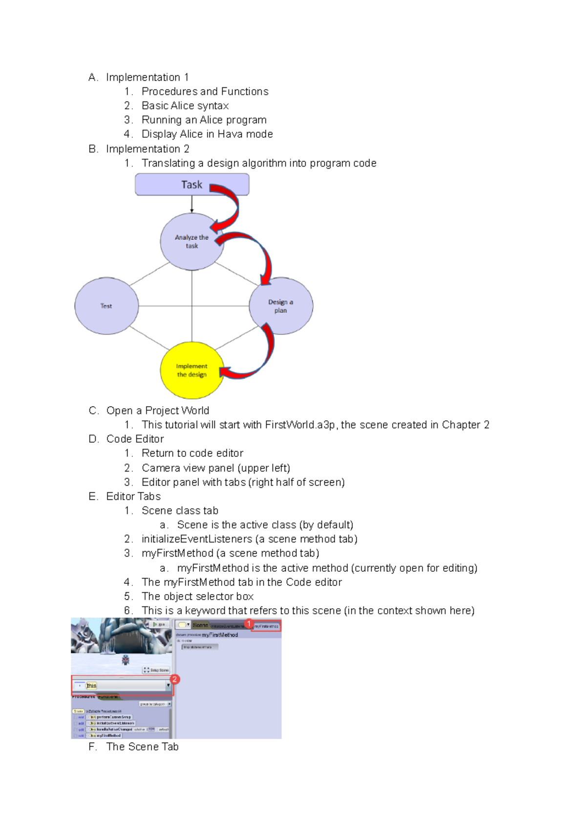 Ch. 3.1 Writing Code in the Alice IDE - A. Implementation 1 1 ...
