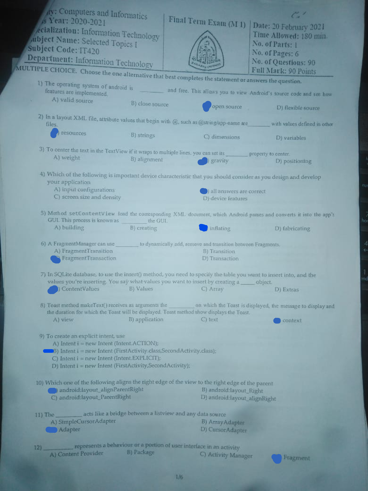 Final Android 2020-2021 - Computer - Studocu