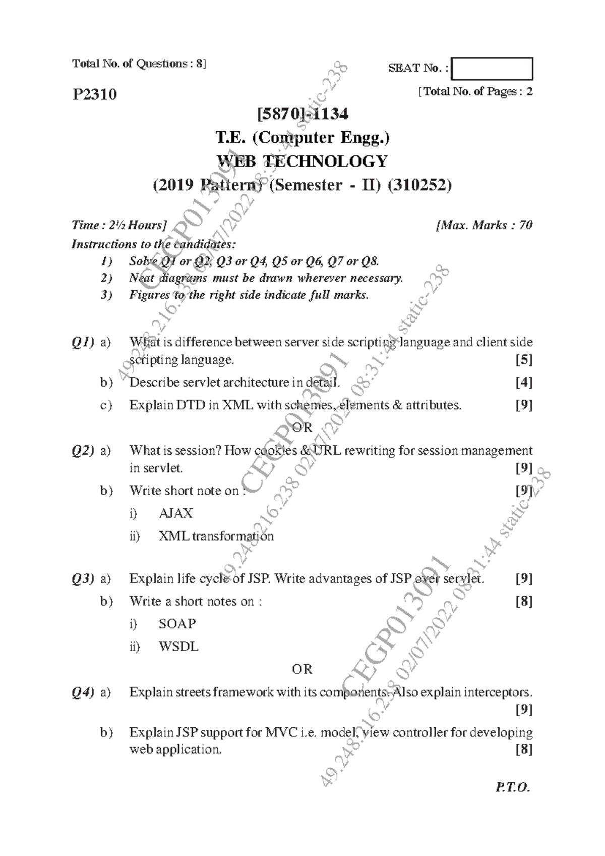 Endsem Web Technology All Pyq Q1 A What Is Difference Between Server Side Scripting Language