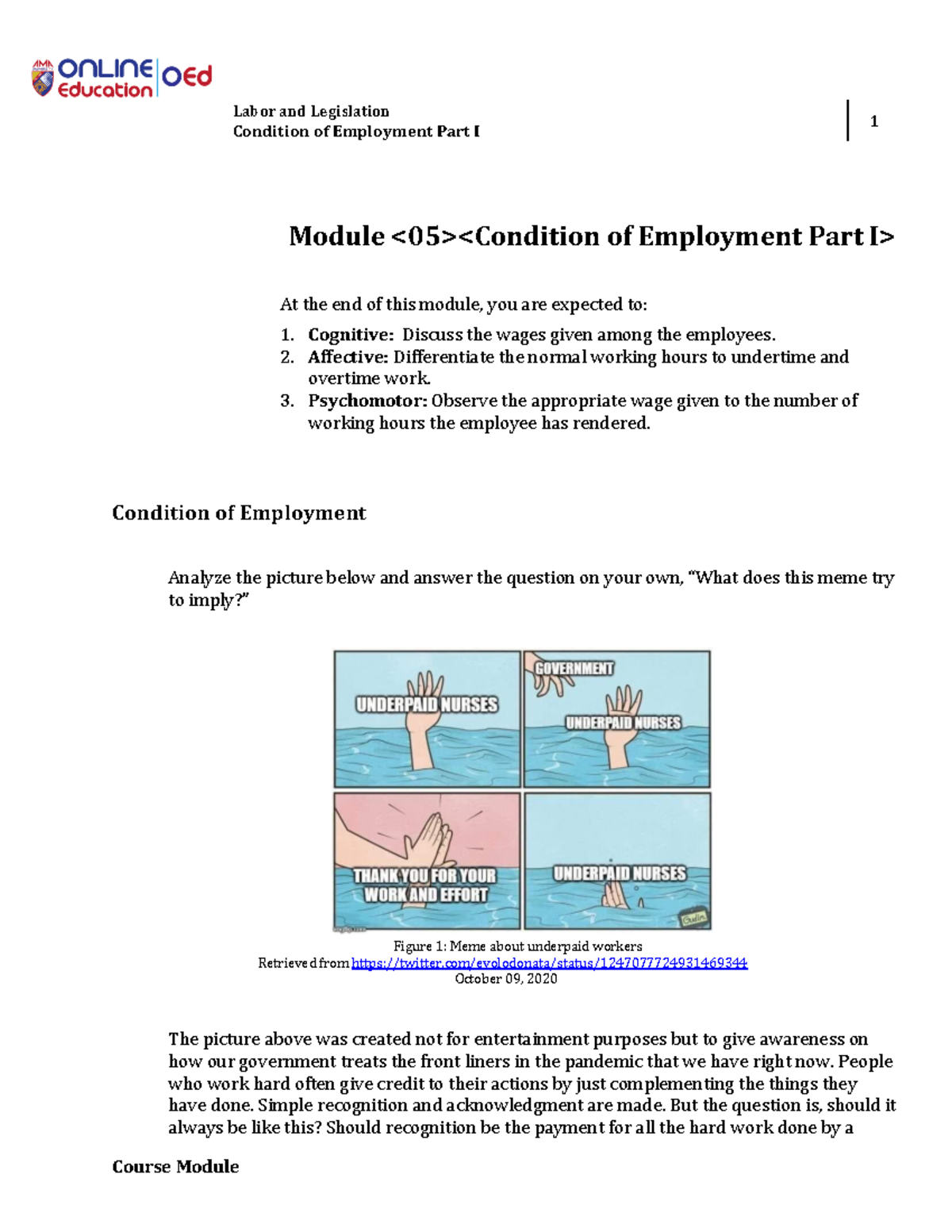 Labor and Law 4 - this a pdf copy of lecture - Condition of Employment ...