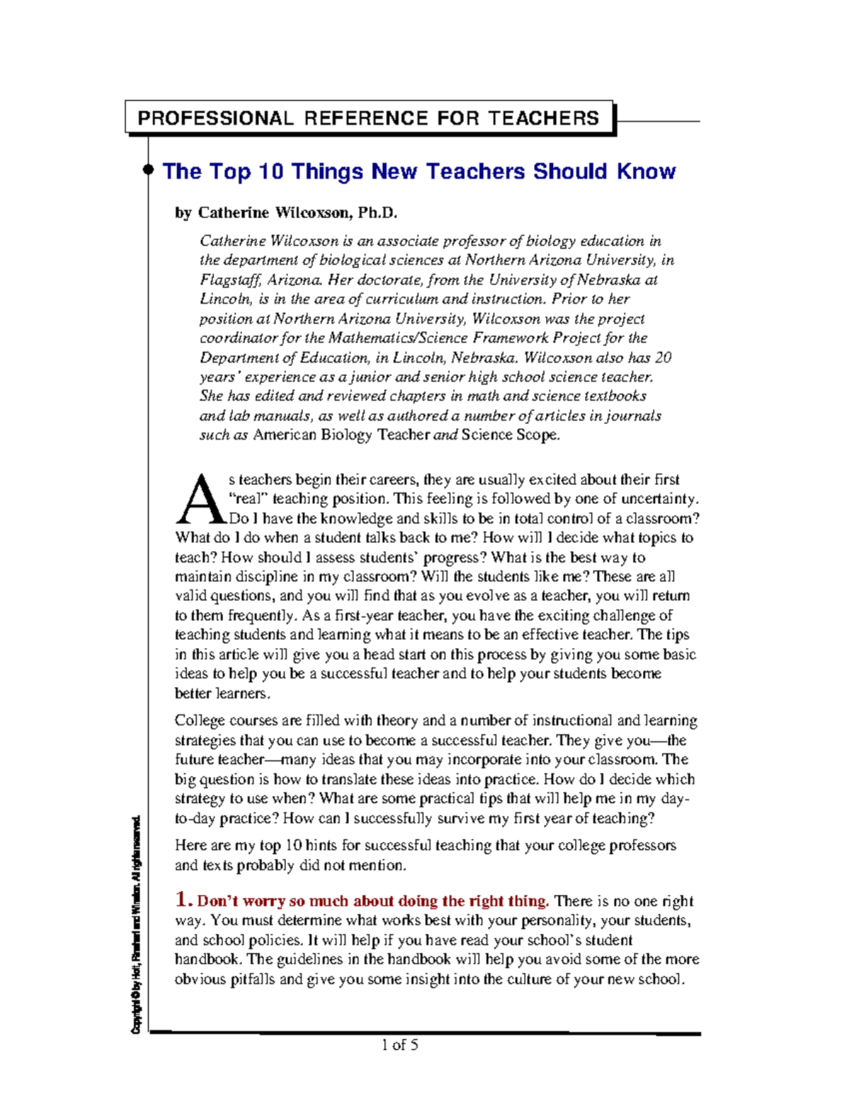 10 Things New Teachers Should Know - Catherine Wilcoxson is an ...