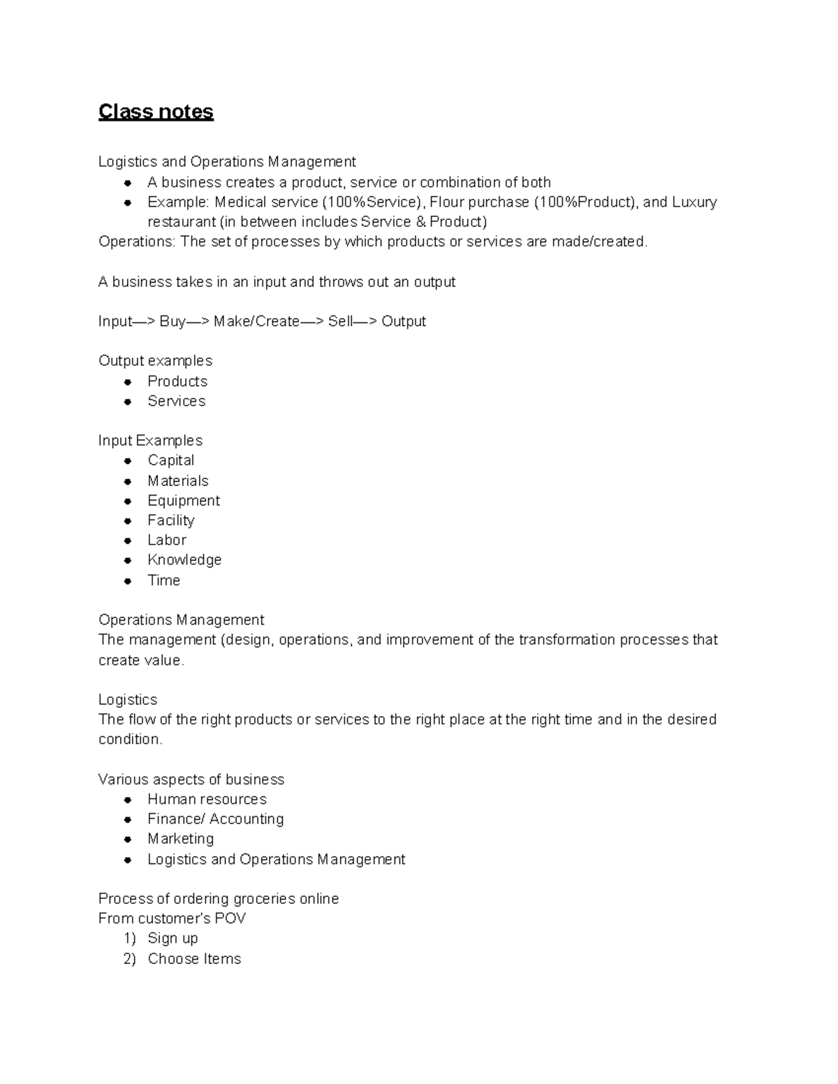 Oplog Notes - Class notes Logistics and Operations Management A ...