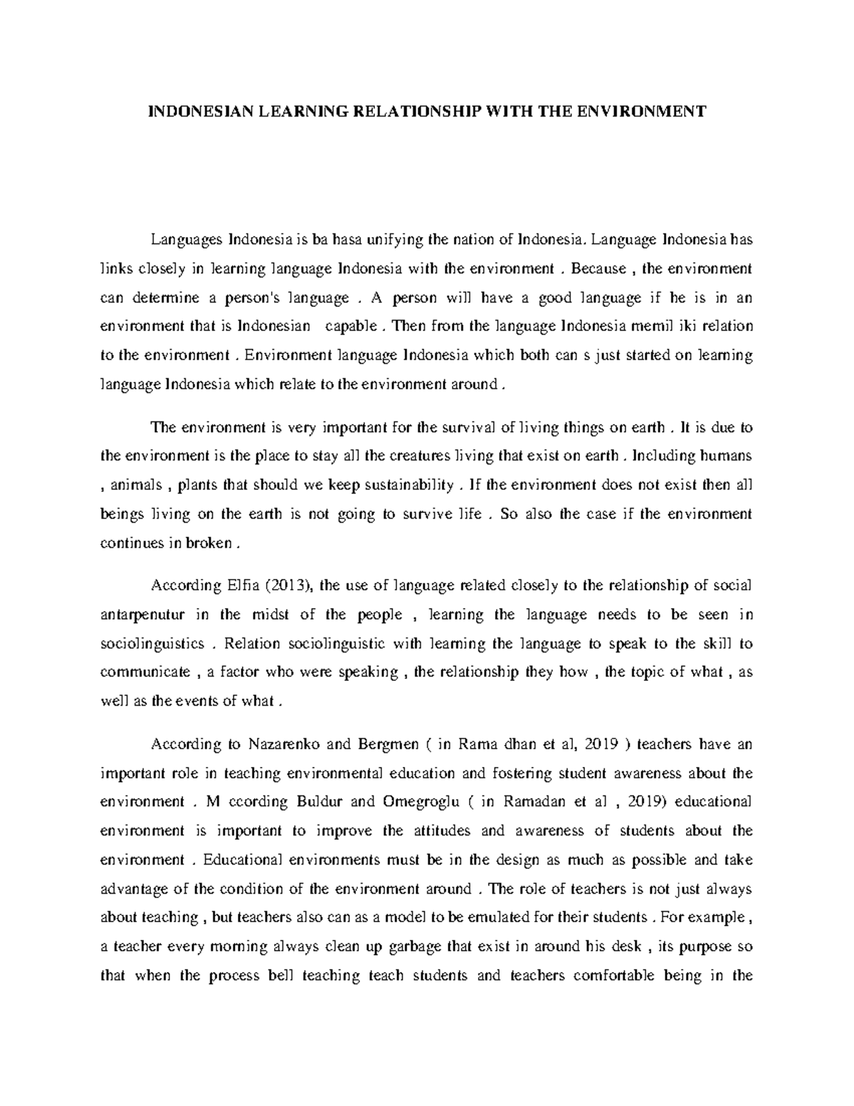 Esai Bahasa Inggris Indonesian Learning Relationship With The