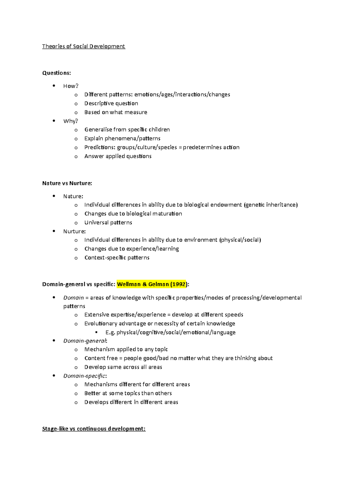Theories of Social Development - Theories of Social Development ...
