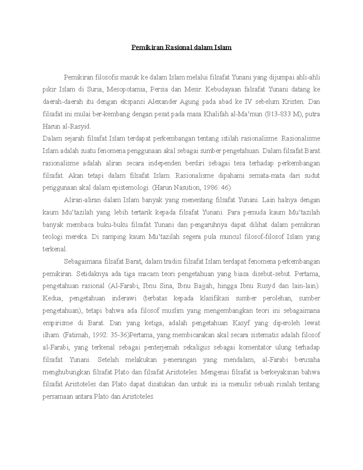 Pemikiran Rasional dalam Islam - Pemikiran Rasional dalam Islam ...
