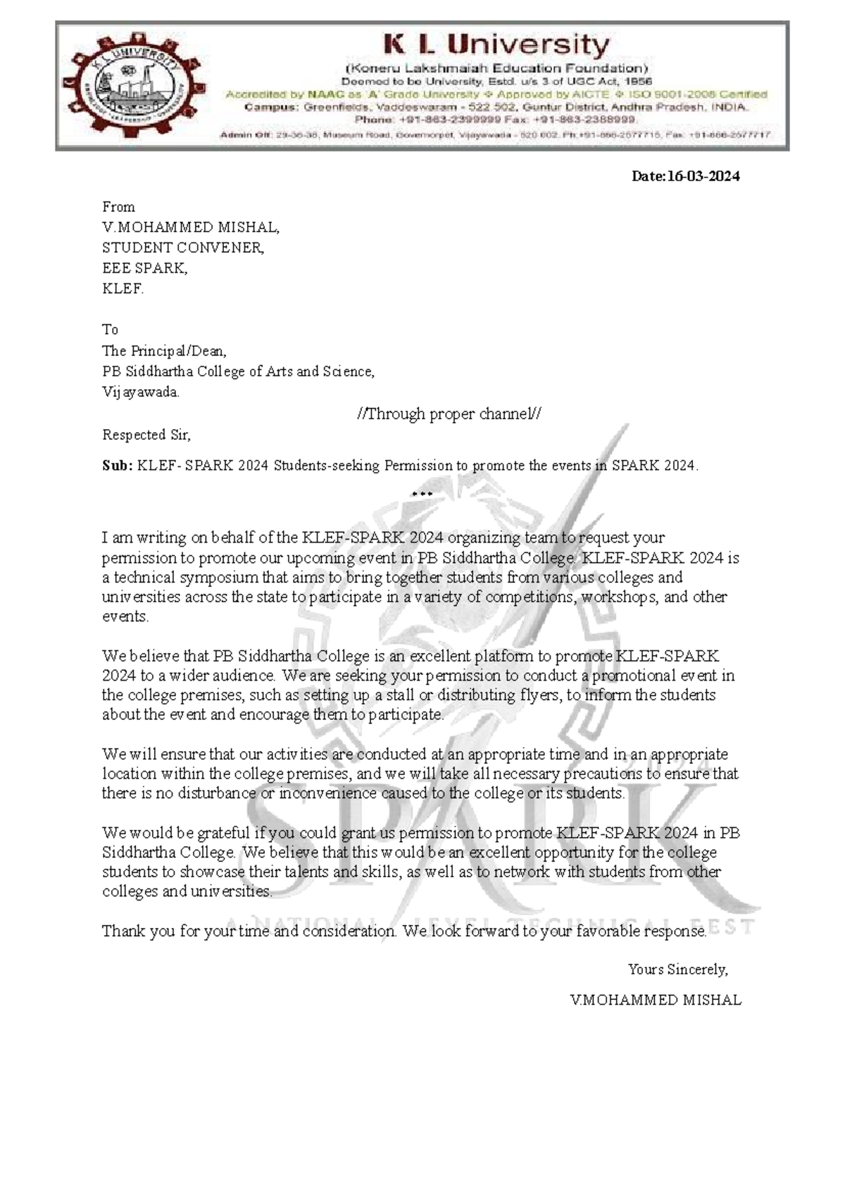 PB Siddhartha College - pb siddartha collge - Date:16-03- From V MISHAL ...
