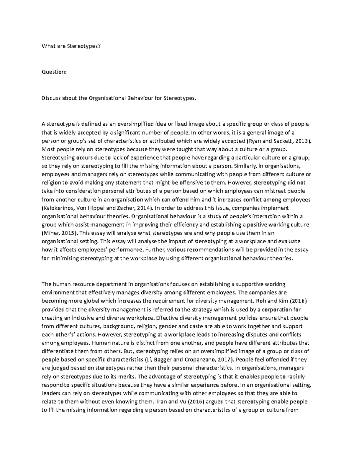 What are Stereotypes - assignment 1 - What are Stereotypes? Question ...