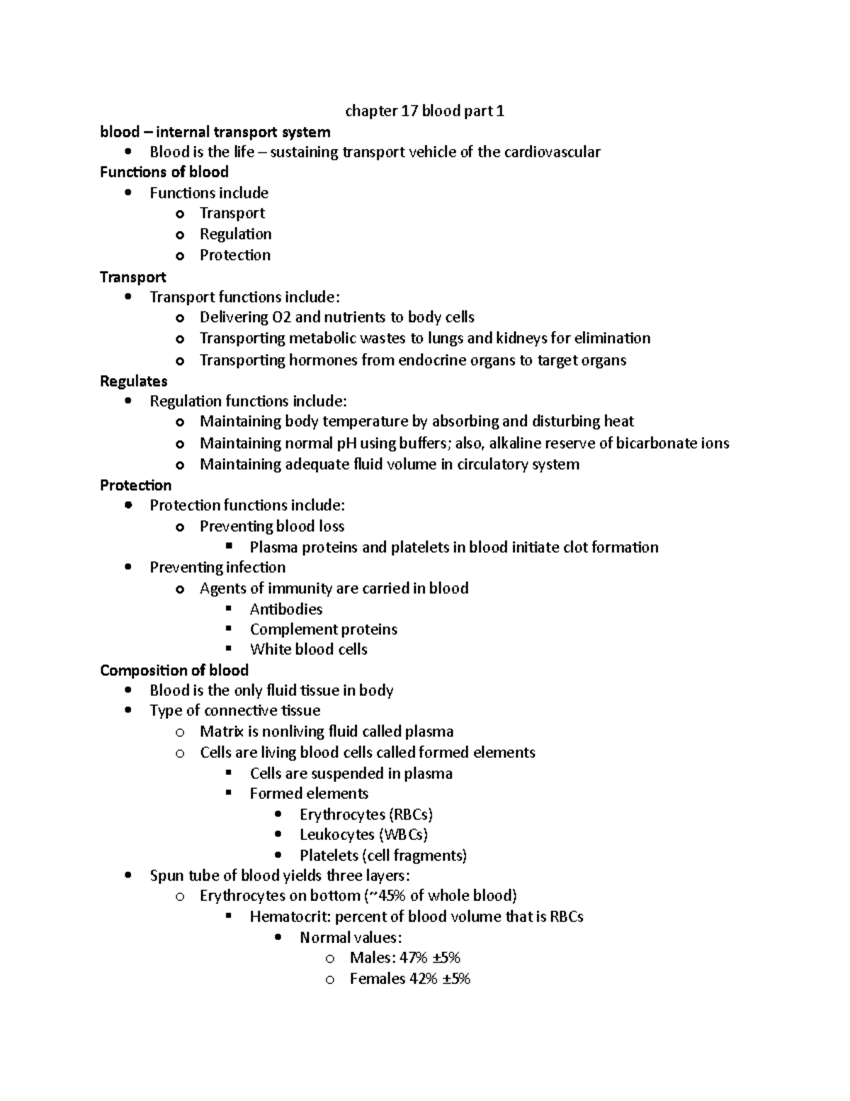Chapter 17 blood part 1 - chapter 17 blood part 1 blood – internal ...
