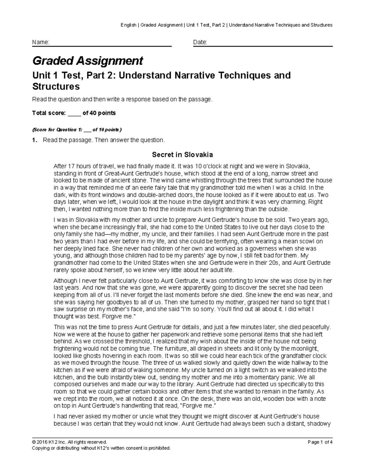 8086548 - urmom - Name: Date: Graded Assignment Unit 1 Test, Part 2 ...