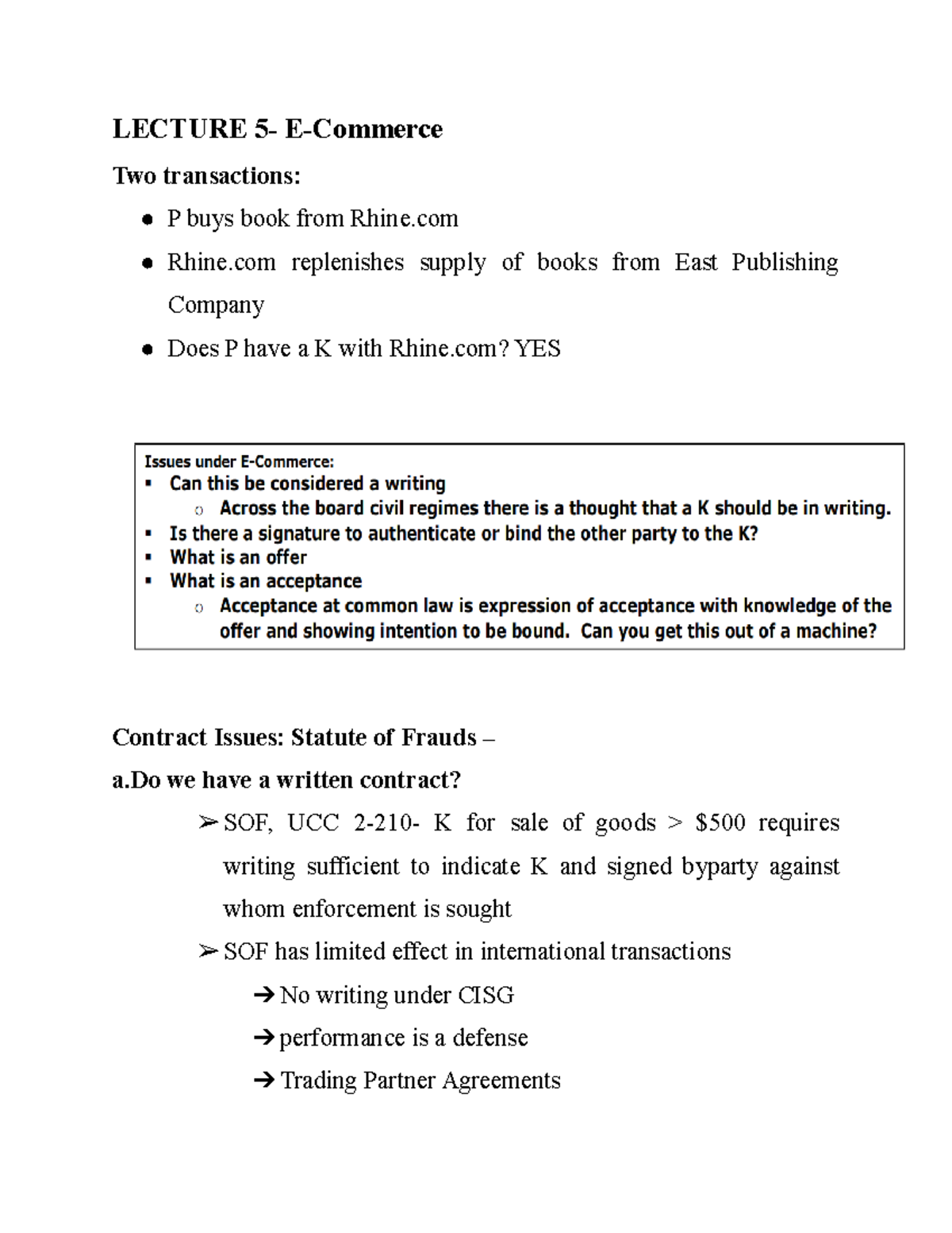 IB-5 - Lecture notes 5 - LECTURE 5- E-Commerce Two transactions: P buys ...