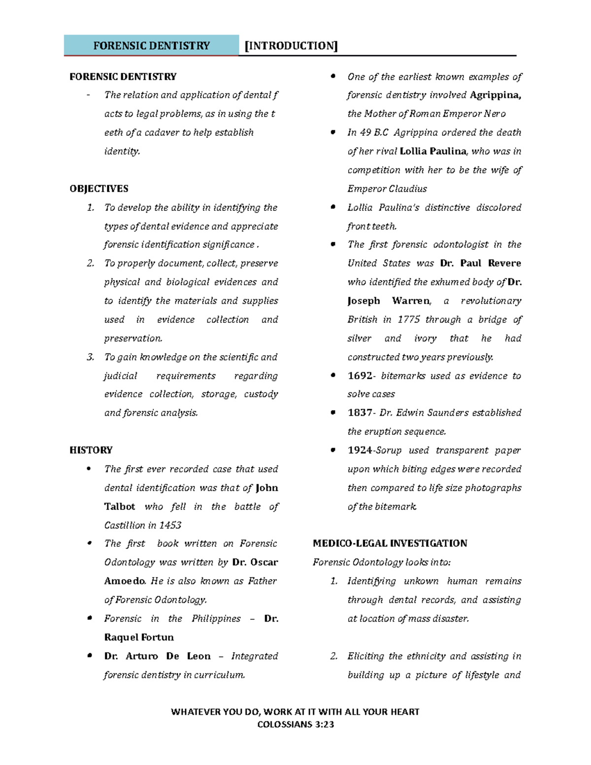 Forensic Dentistry - Introduction - FORENSIC DENTISTRY The relation and ...