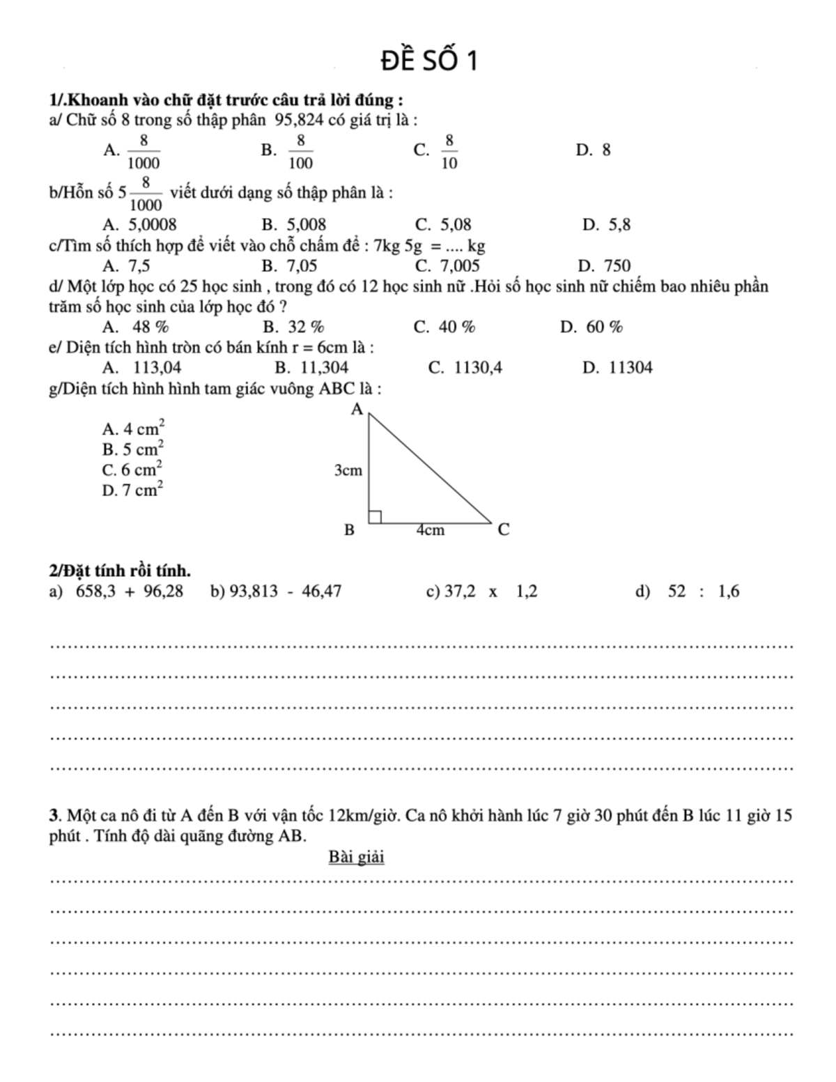 Bai tap on tap he lop 5 mon toan - DÈ sÔ 1 vao chü dat truóce câu trá loi dung : Chü sô 8 trong ...
