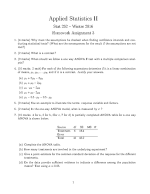 Introduction To Applied Statistics Ii Review And More Stat 252