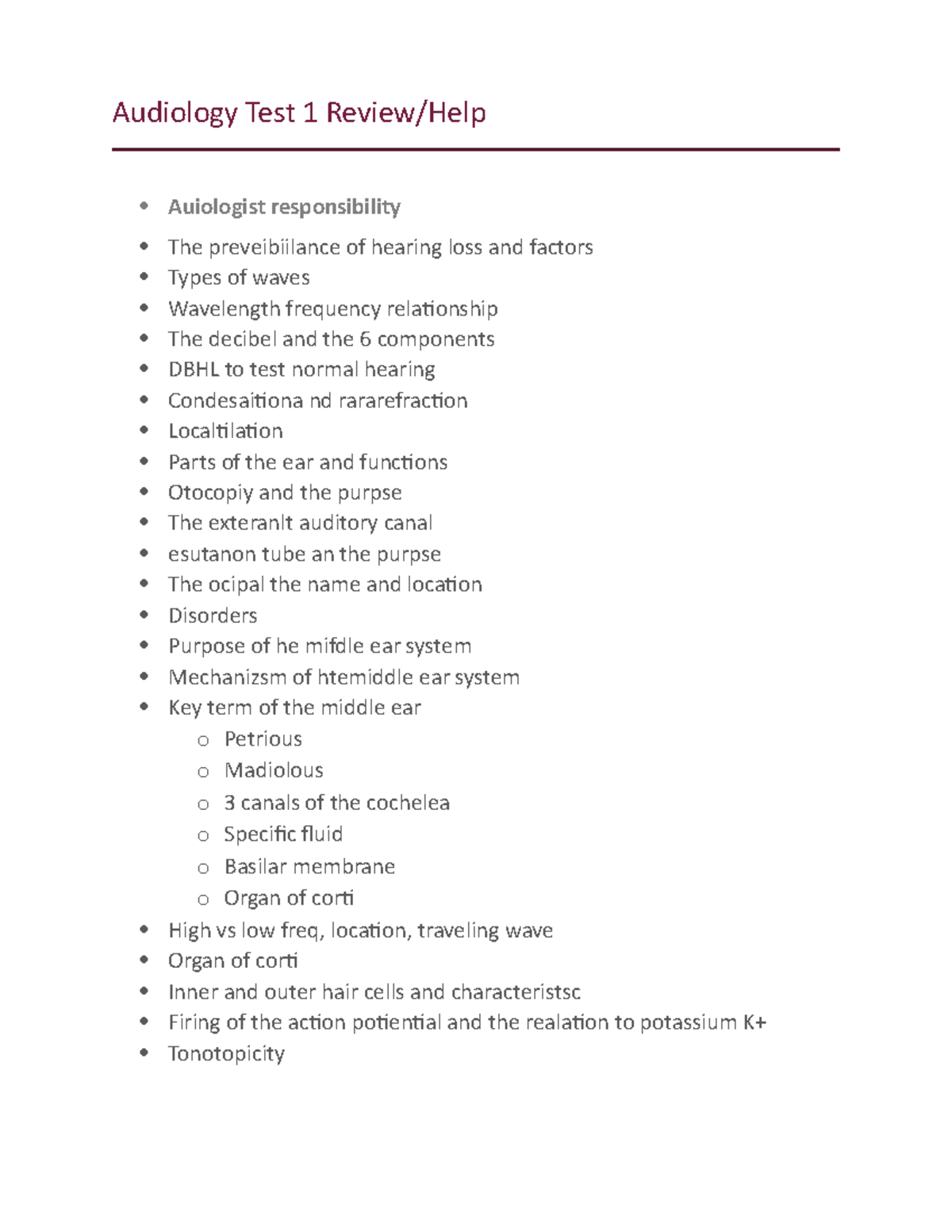 Audiology Test 1 Review - Audiology Test 1 Review/Help Auiologist ...