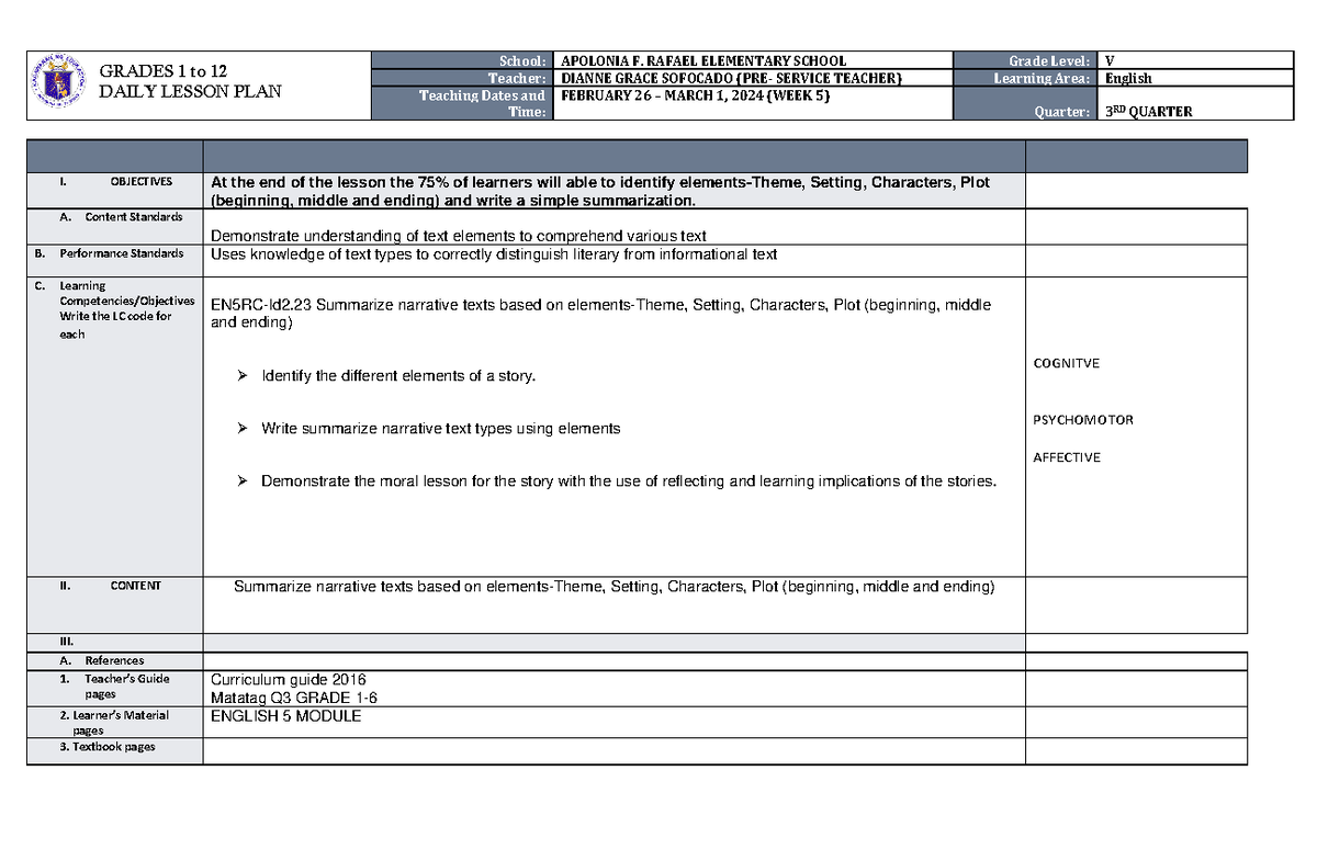 DLP ENG Sofocado-F - Free for revision - GRADES 1 to 12 DAILY LESSON ...