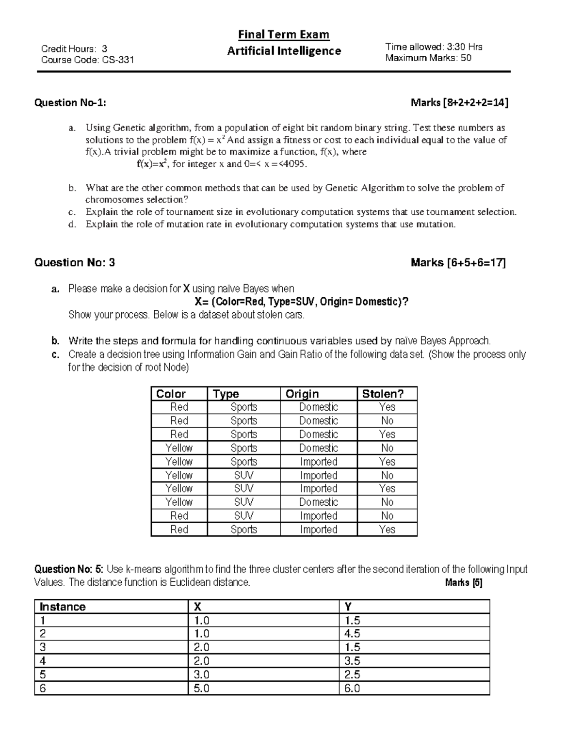 Artificial Intelligence - Final Term 2021 - Final Term Exam Artificial ...