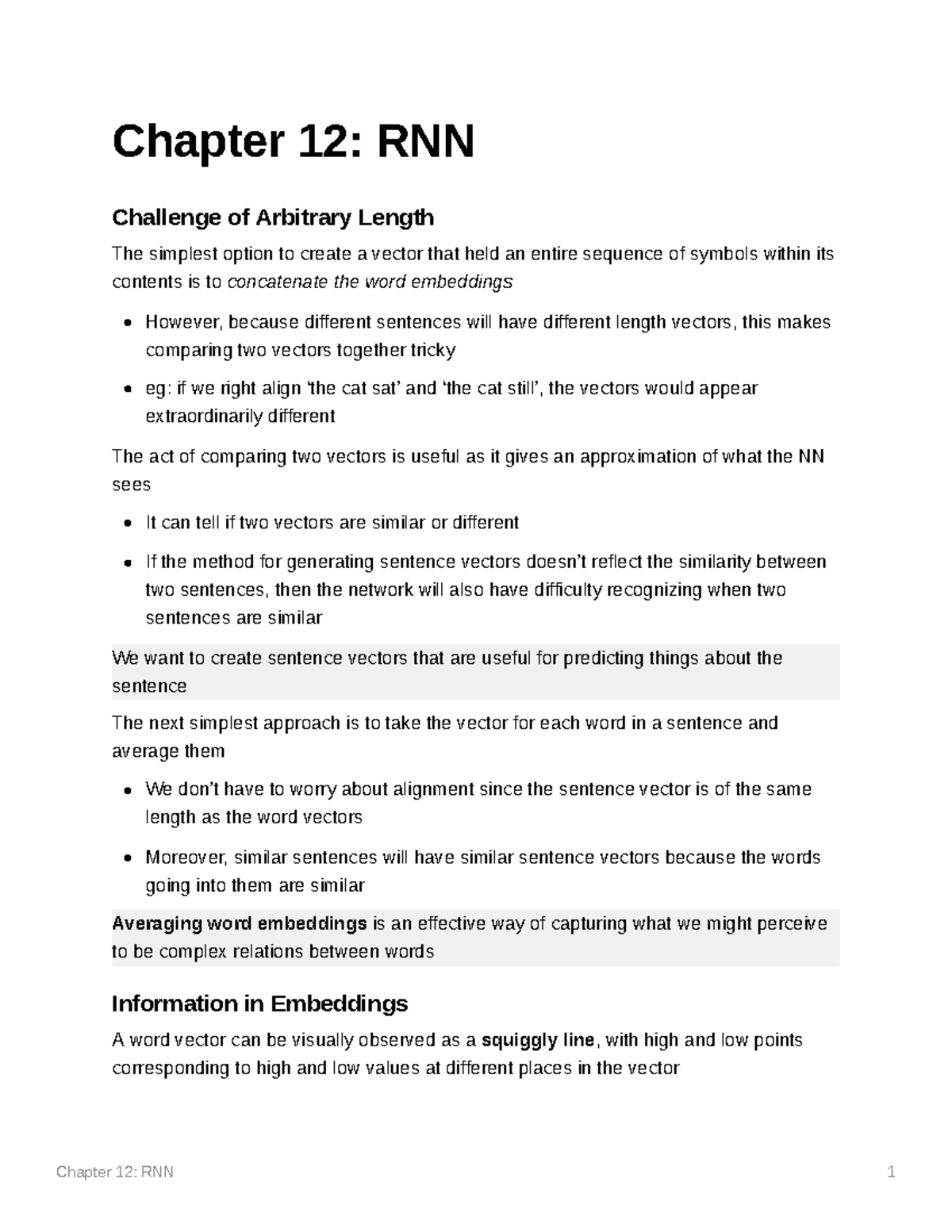 Recurrent Neural Networks Chapter 12 Rnn Challenge Of Arbitrary Length The Simplest Option To